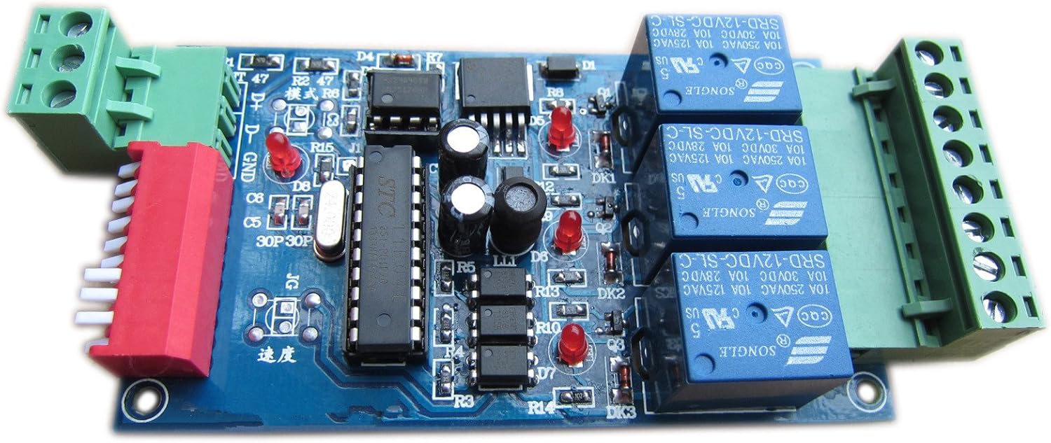 3 Channel 5A DMX512 Controlled Relay Switch Kit DIY Converter DMX ...