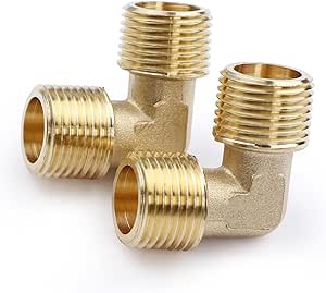 Amazon.com: U.S. Solid 2pcs 90 Degree Barstock Street Elbow Brass Pipe Fitting 3/8" NPT Male ...