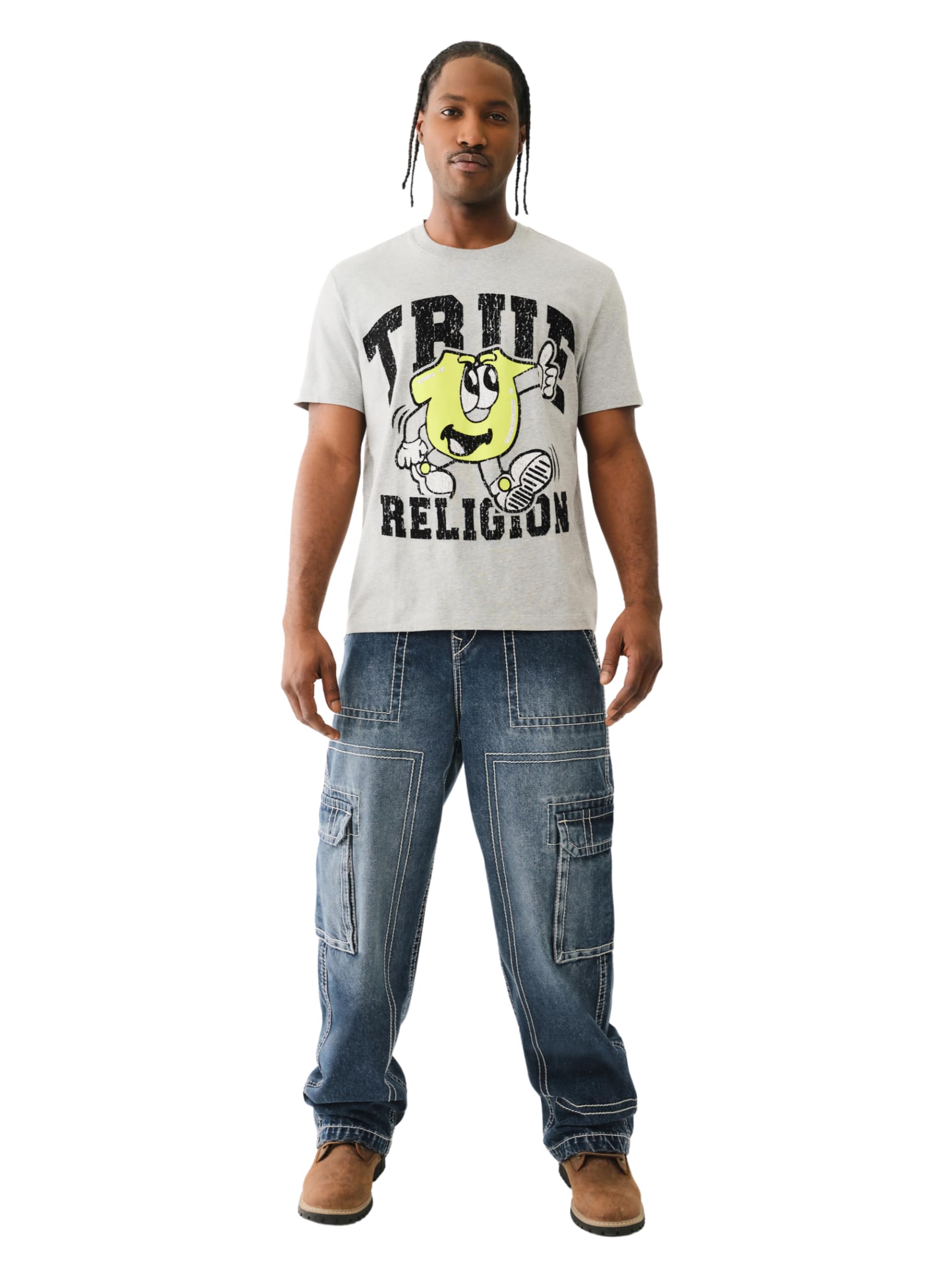 True Religion Men's Denim Big T Cargo Pants with Signature Stitching ...
