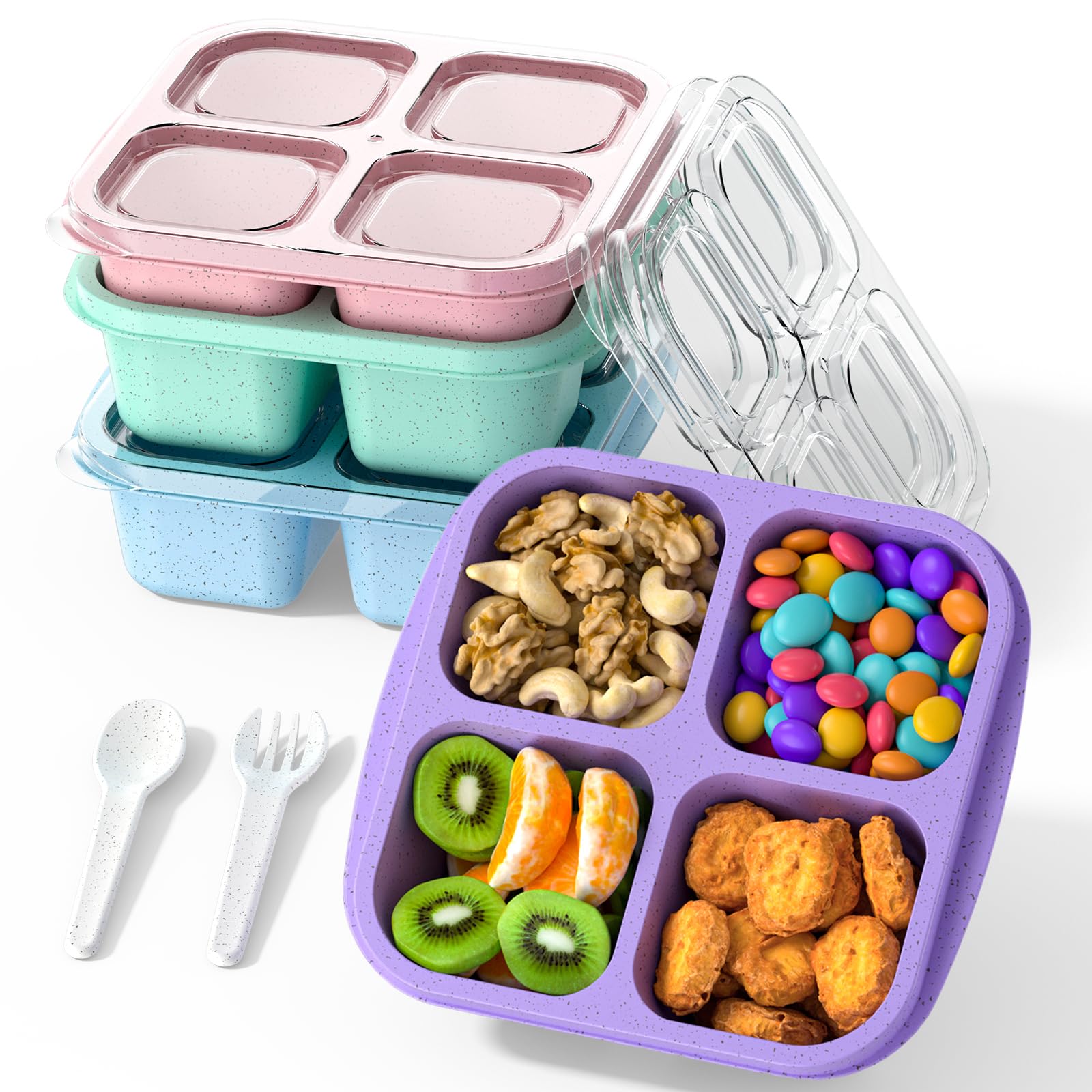 Mua Bento Snack Containers(4 Pack), 4-Compartment Meal Prep Containers ...