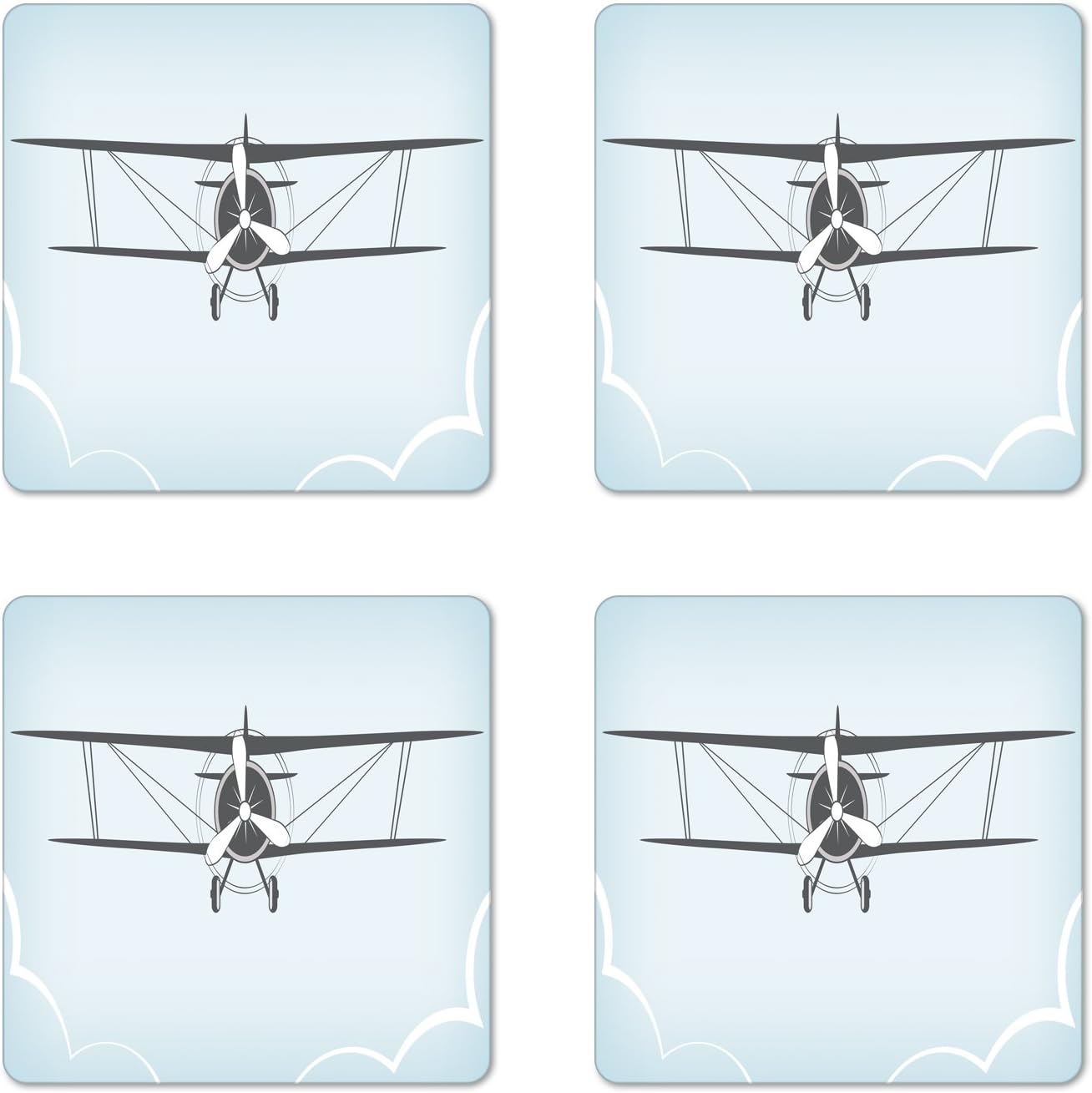 Amazon.com | Lunarable Vintage Airplane Coaster Set of 4, Retro ...