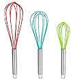 Amazon.com: DRAGONN Set of 3 Multi-Color Silicone Whisks with Stainless ...