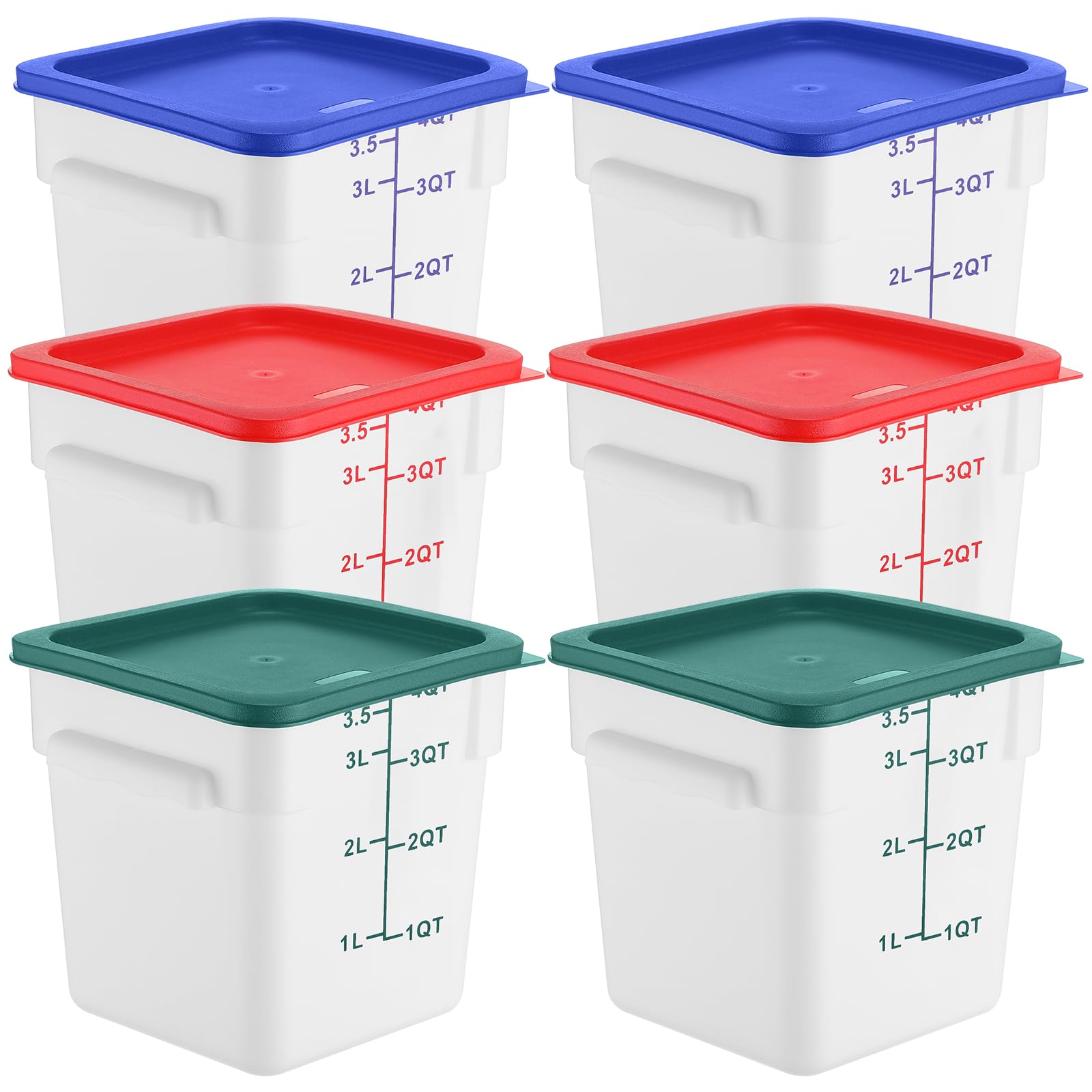 Ziliny 6 Pieces 4 Quart Commercial Food Storage Containers with Lid ...