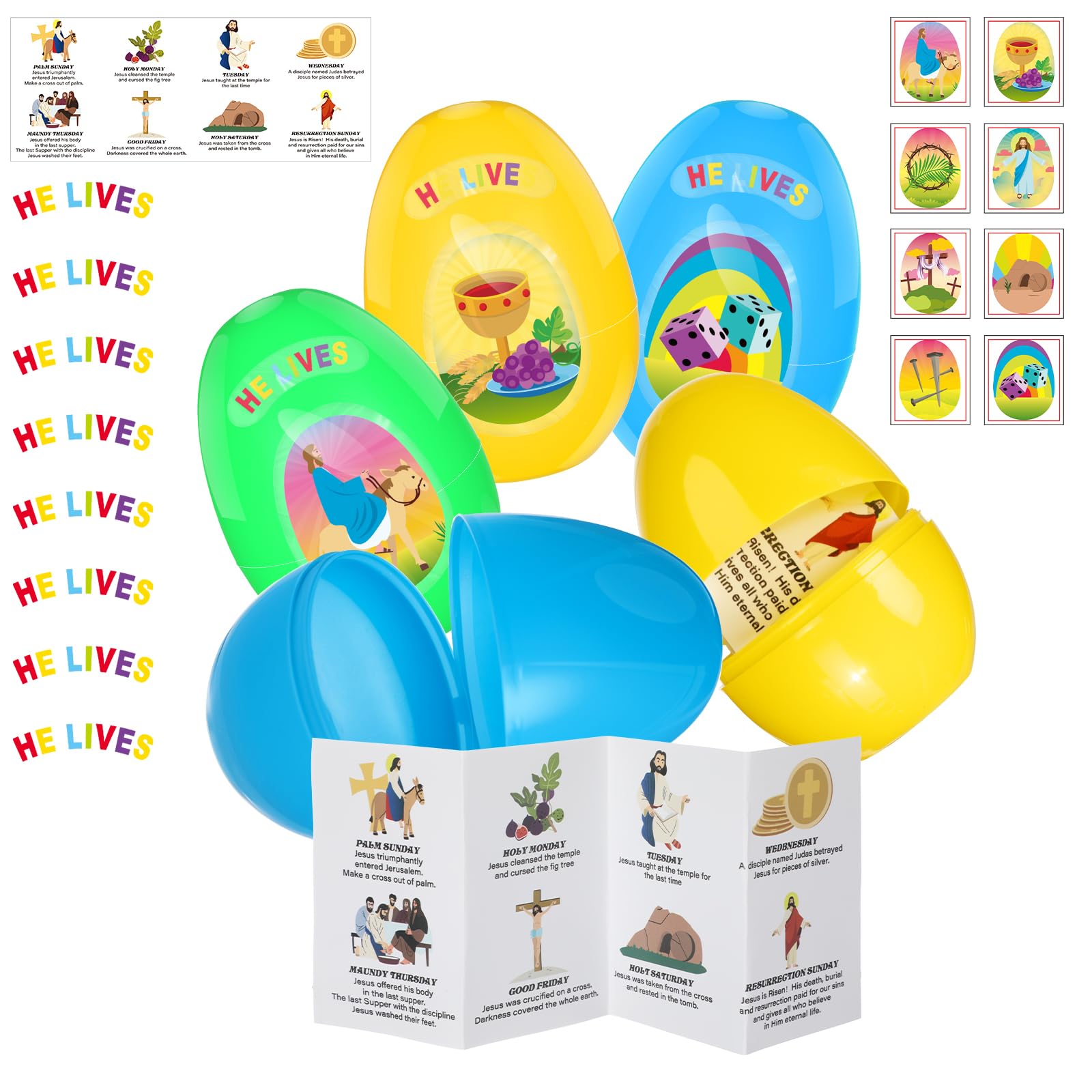 Capoda 24 Set Resurrection Easter Story Eggs with Holy Week Story Jesus ...