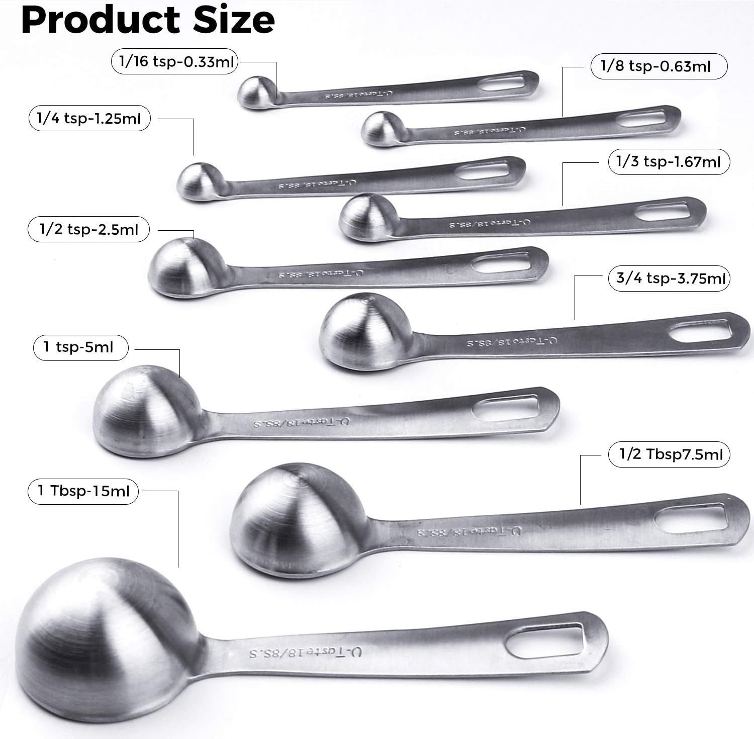 U-Taste Cucharas Medidoras Juego 7 Piezas Herramientas de Cocina Cucharas 18/8 Acero Inoxidable ...