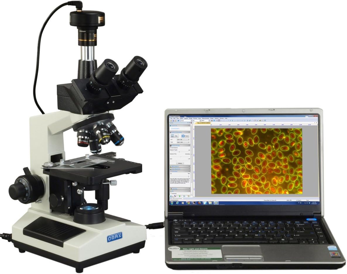 OMAX 5MP Digital 40X-2500X Advanced Oil NA1.25 Darkfield Trinocular ...