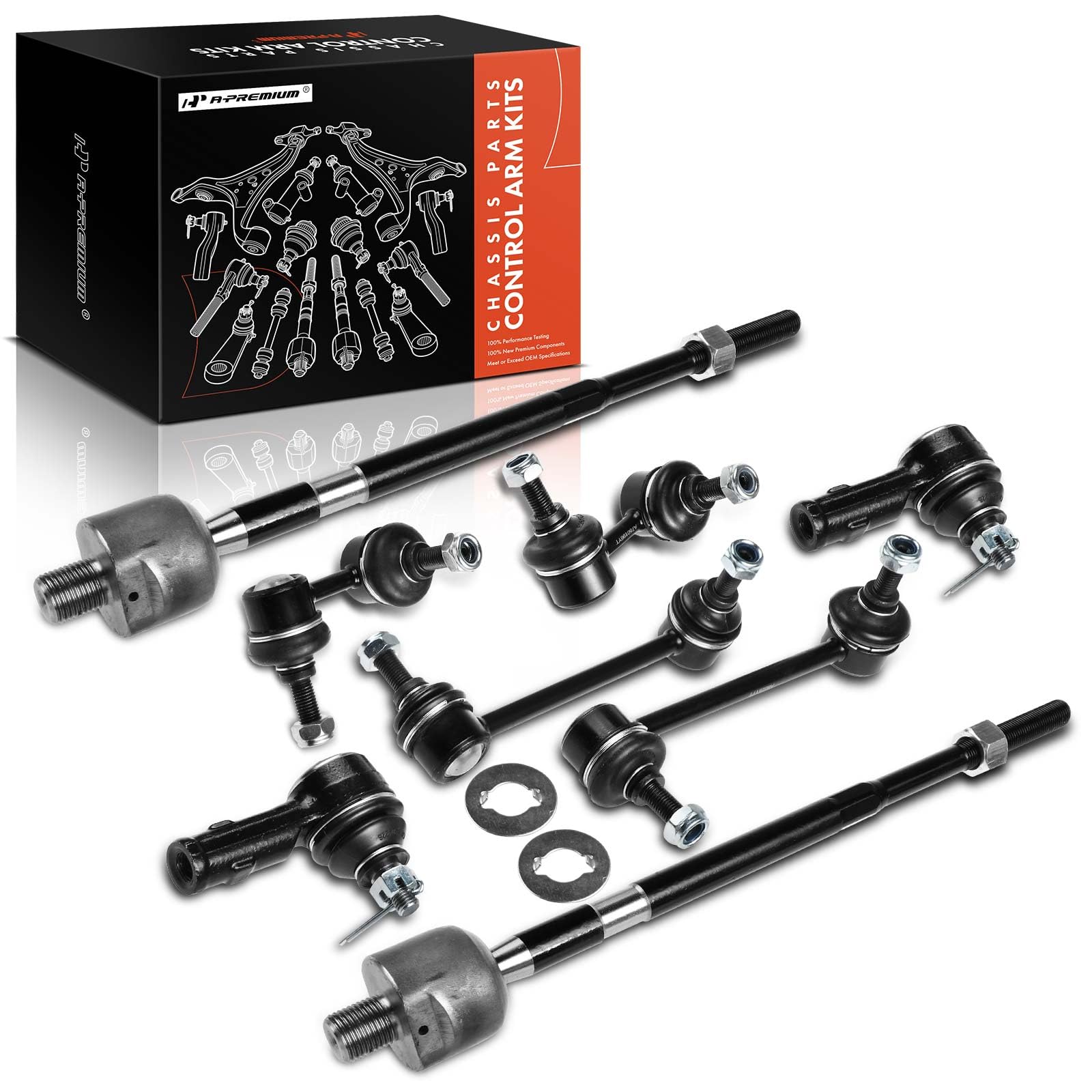 A-Premium Set of 8, Front & Rear Sway Bar Link, Front Inner & Outer Tie ...