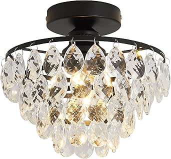 Amazon.com: YYJLX Modern Small Crystal Ceiling Light Fixture Mini Black ...