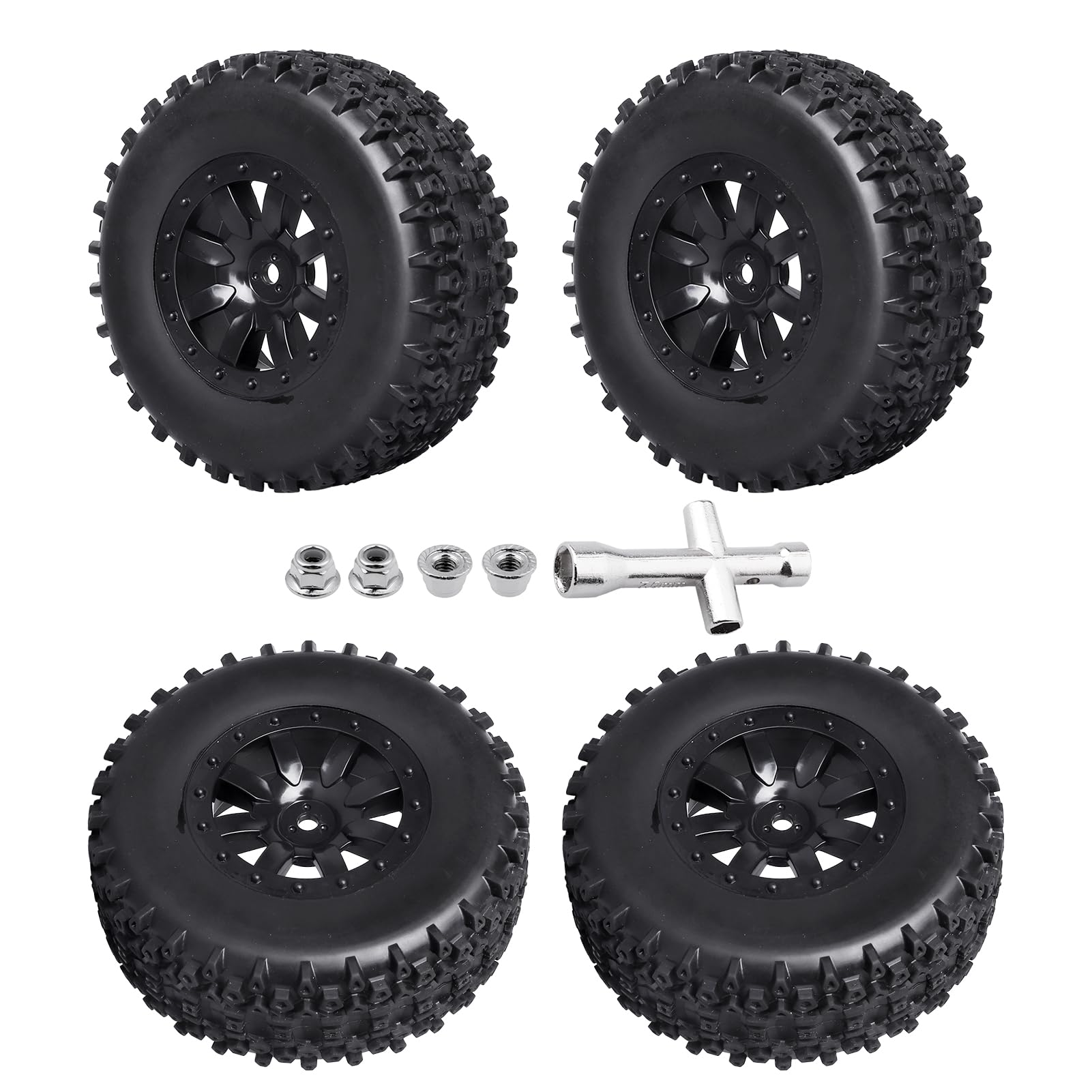 FriHobby Preglued 1/10 RC Short Course Truck Wheels and Tires 12mm Hex ...