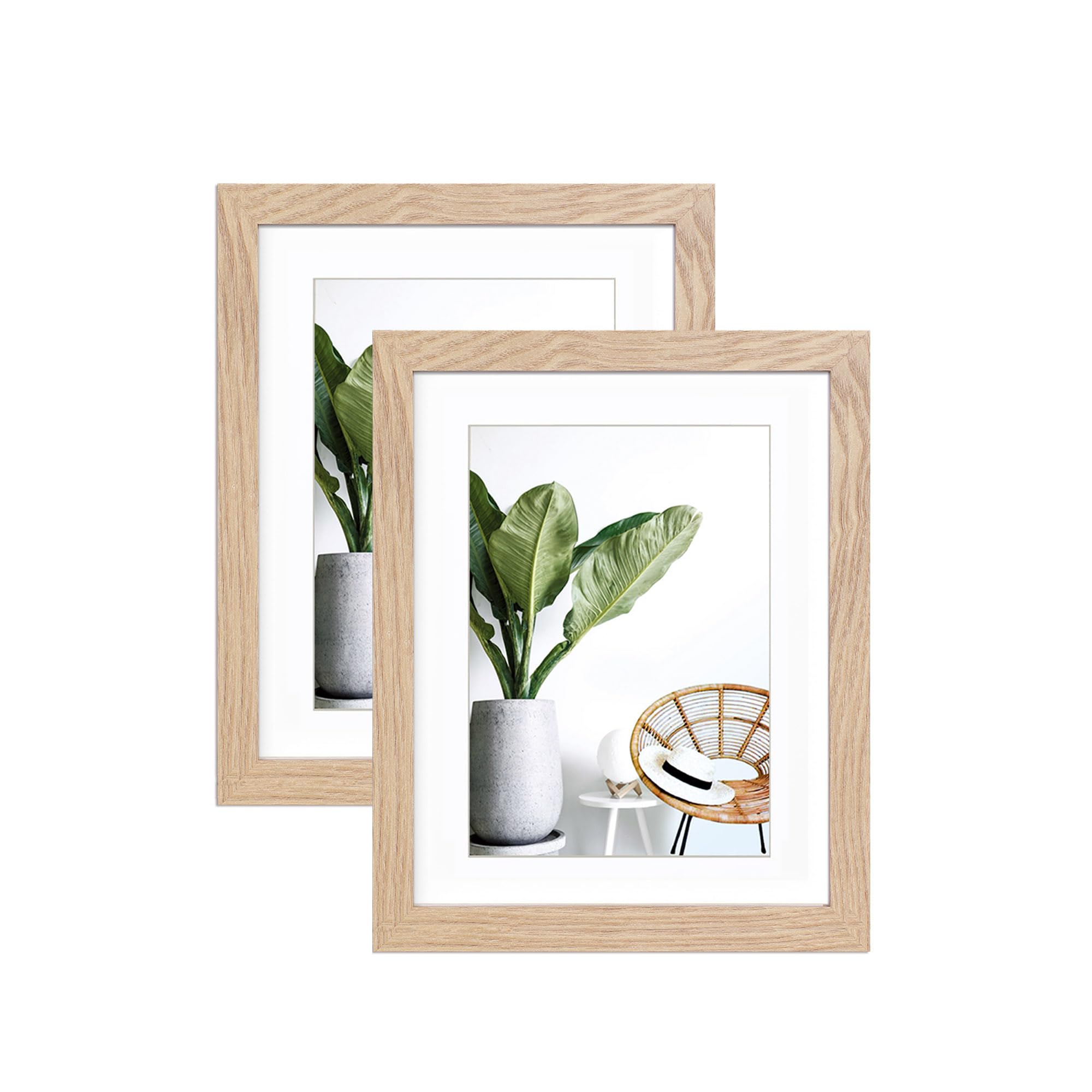 TKYGU 5x7 Picture Frame with mat to 4x6 photo Frame Set of 2 - Natural ...