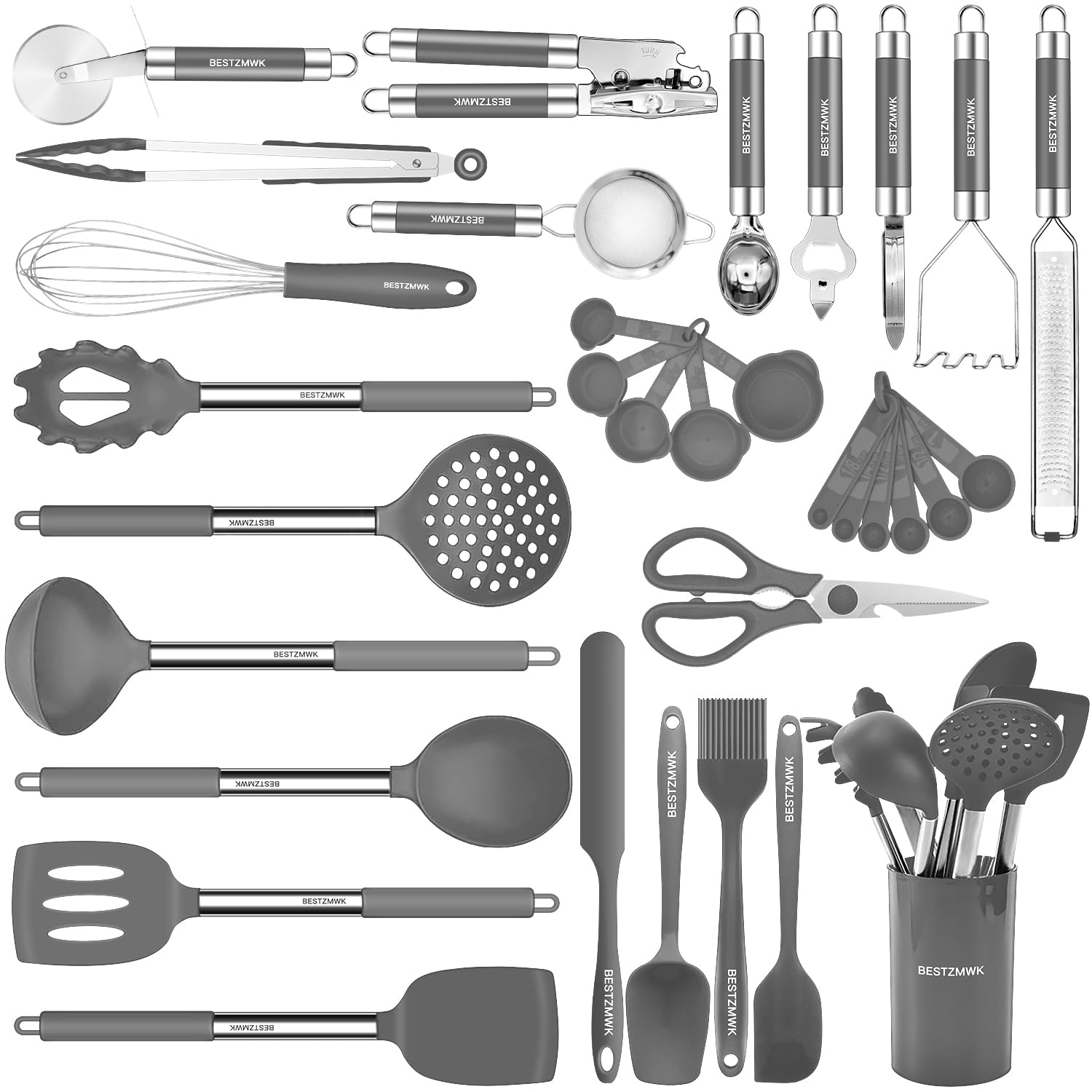 Kitchen Utensils Set-Silicone Cooking Utensils-32pcs Non-Stick Silicone ...