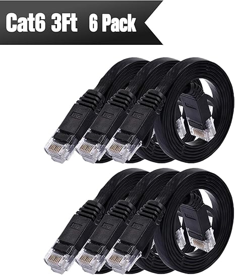 Cat 6 Ethernet Cable 3 ft 6Pack (At a Cat5e Price but Higher Bandwidth ...