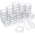 Amazon.com: 48 Packs Clear Small Plastic Containers Transparent Storage Box with Hinged Lid for ...