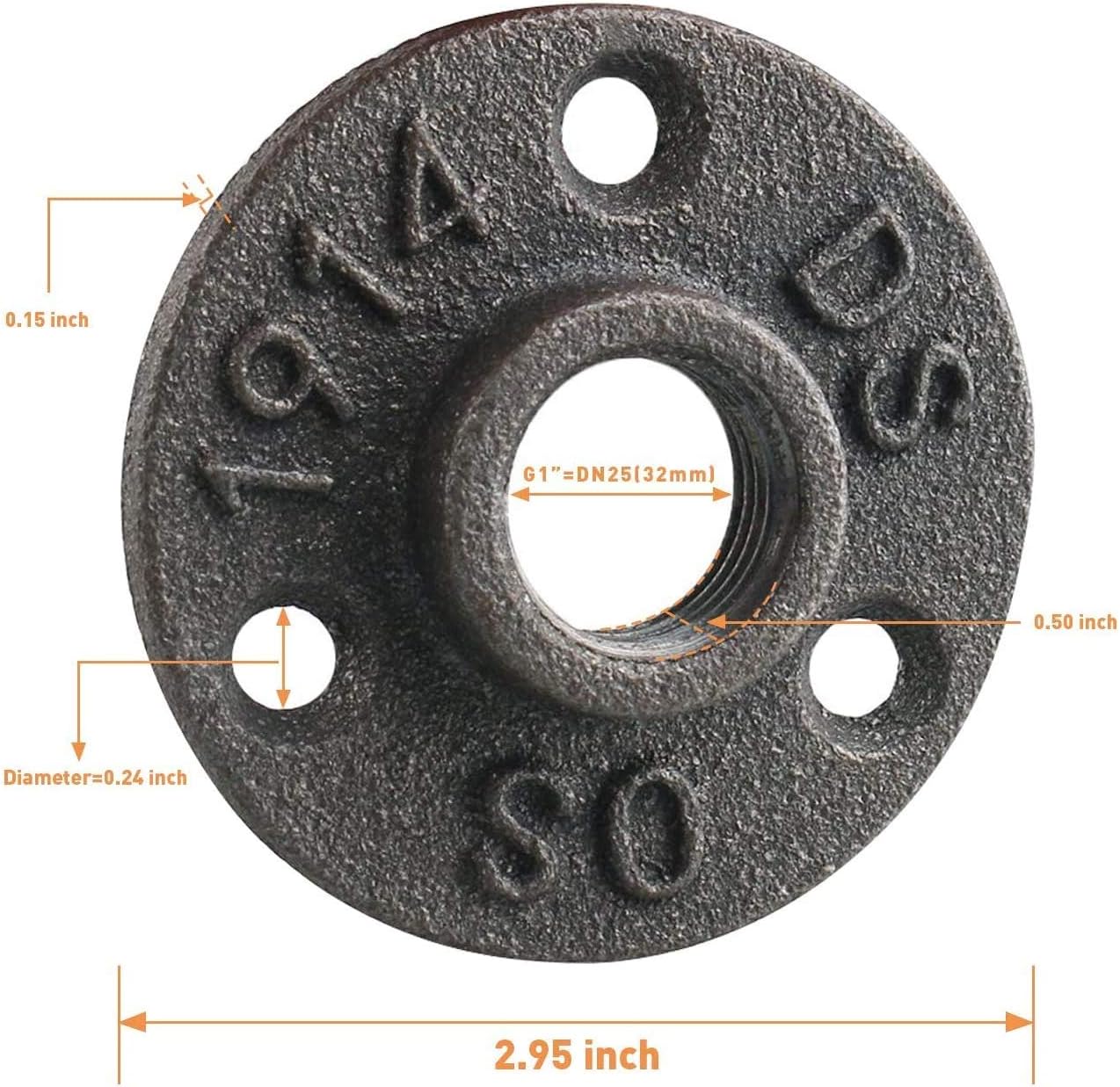 1 inch Cast Iron Floor Flange, Black Pipe Decor Flange Pipe Fittings ...