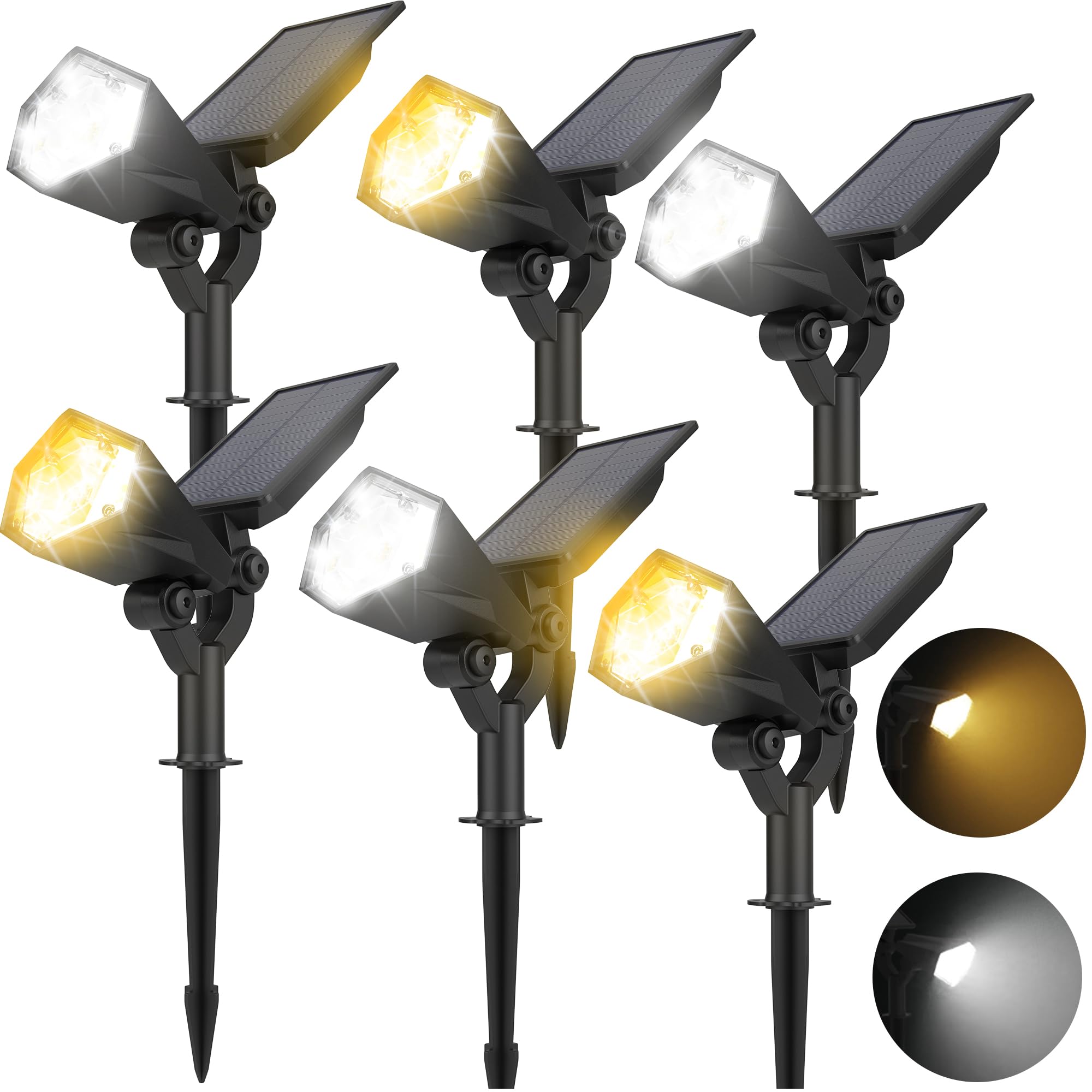 JACKYLED Warm White Cool White Solar Spotlights Outdoor Waterproof, 800 ...