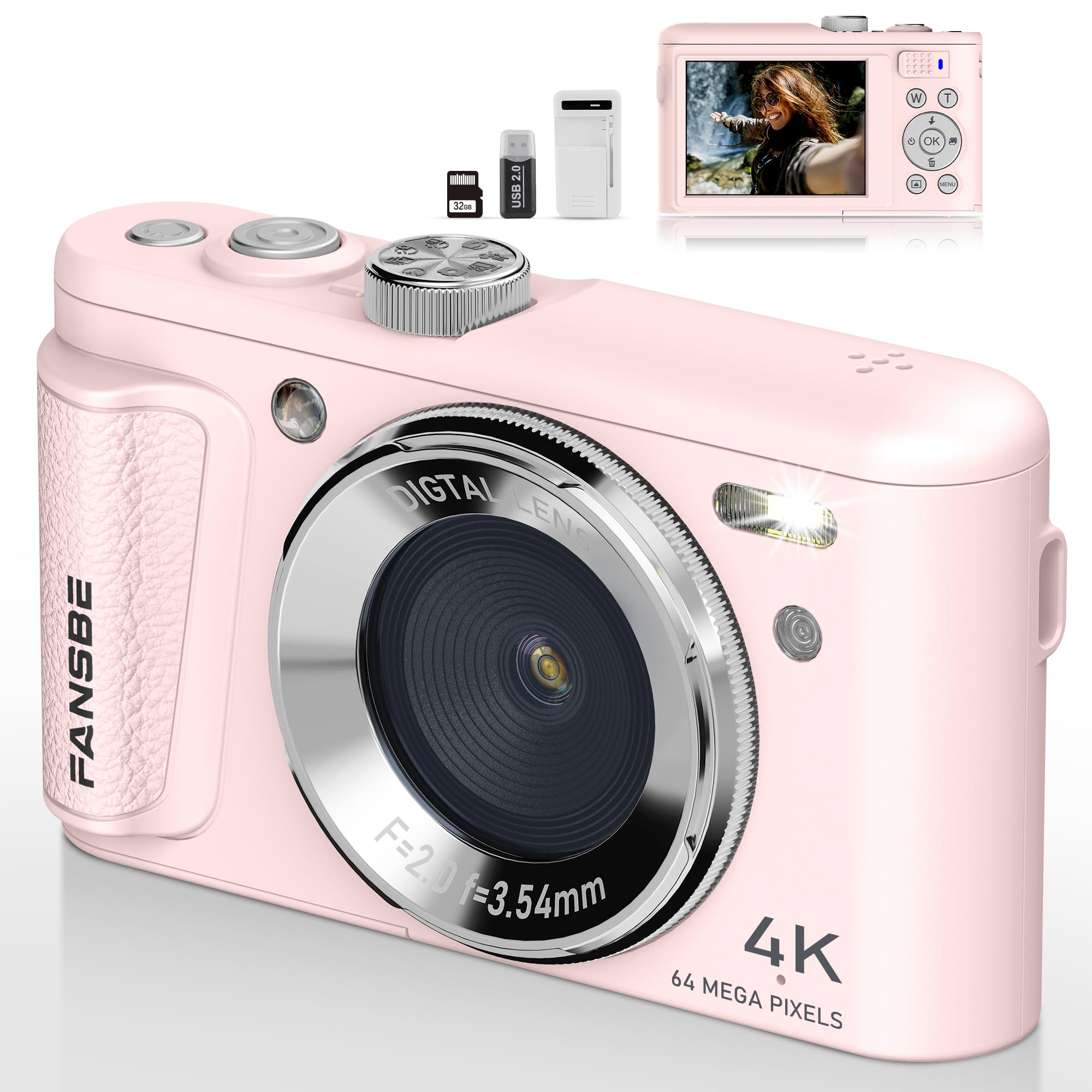 Fansbe Smart Digital Camera, 4K Vlogging Camera with 64MP, Point and ...