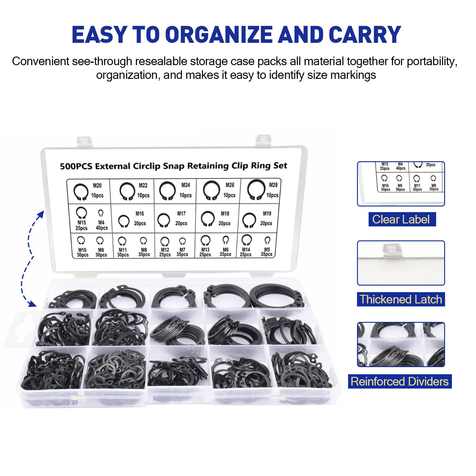 Mua Boatsea 500Pcs External Circlip Snap Retaining Clip Rings ...