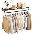 Amazon.com: SONGMICS Clothes Rack with Top Shelf, Wall Mounted Clothing ...