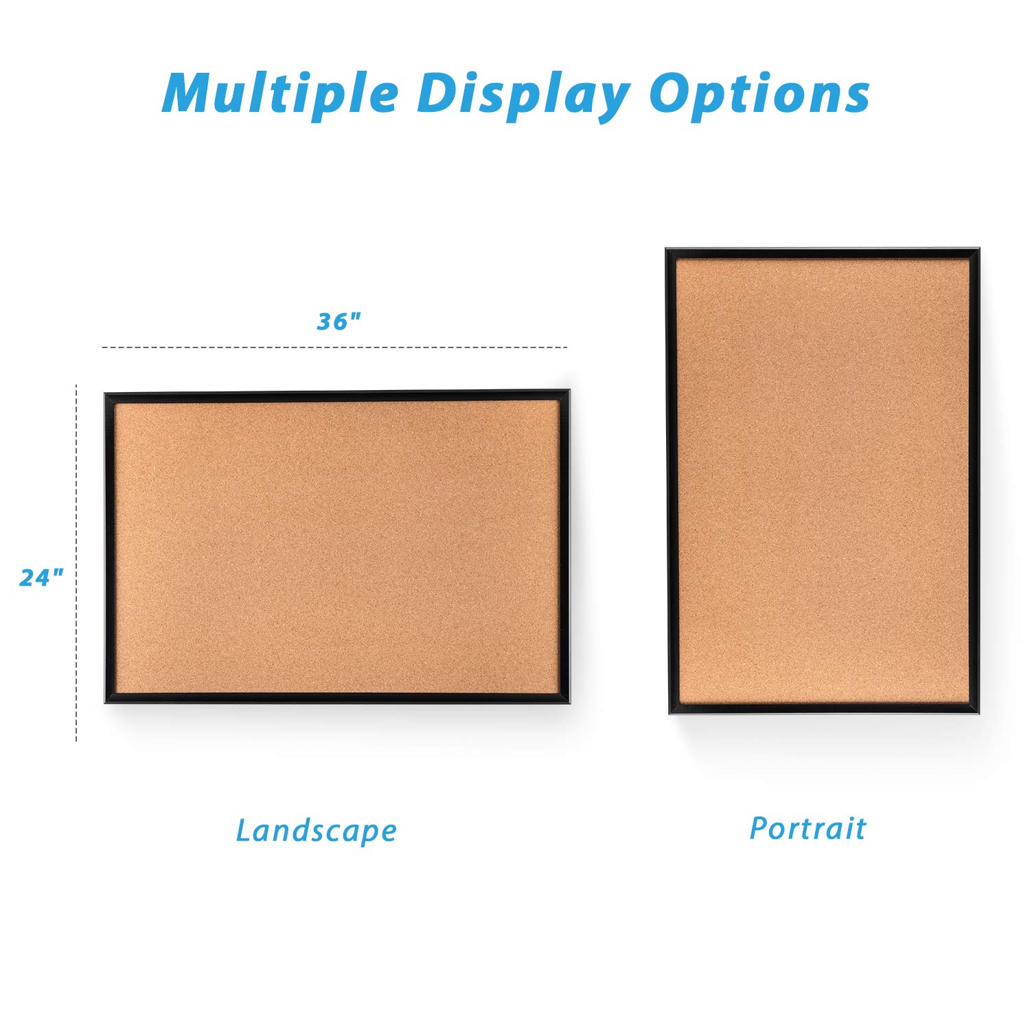 ORIENTOOLS 36 x 24 Inch Cork Board with 10 Color Pins, Bulletin Board ...