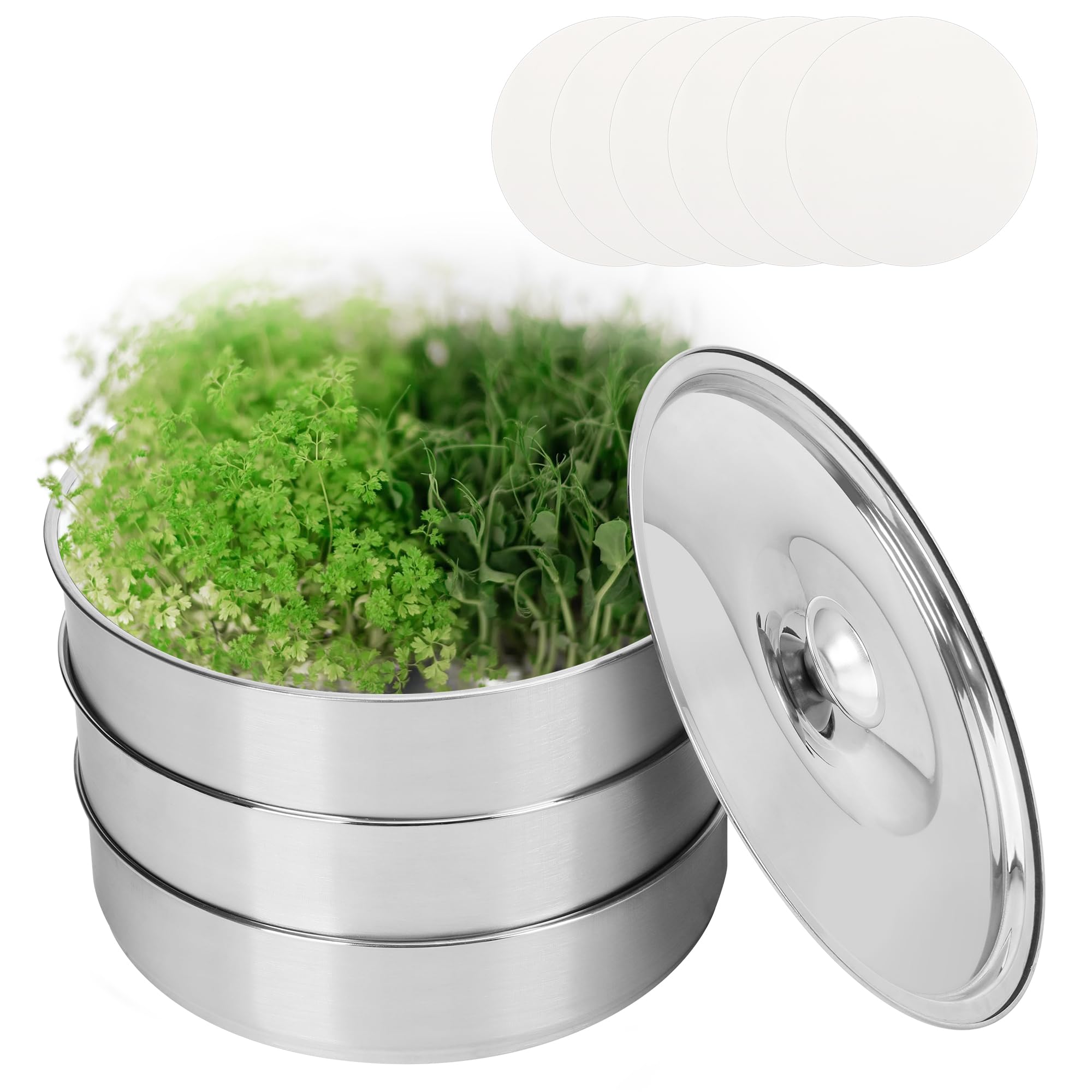 EBaokuup 3-Tier Stainless Steel Seed Sprouting Tray Kit-5.4" x 8.3 ...