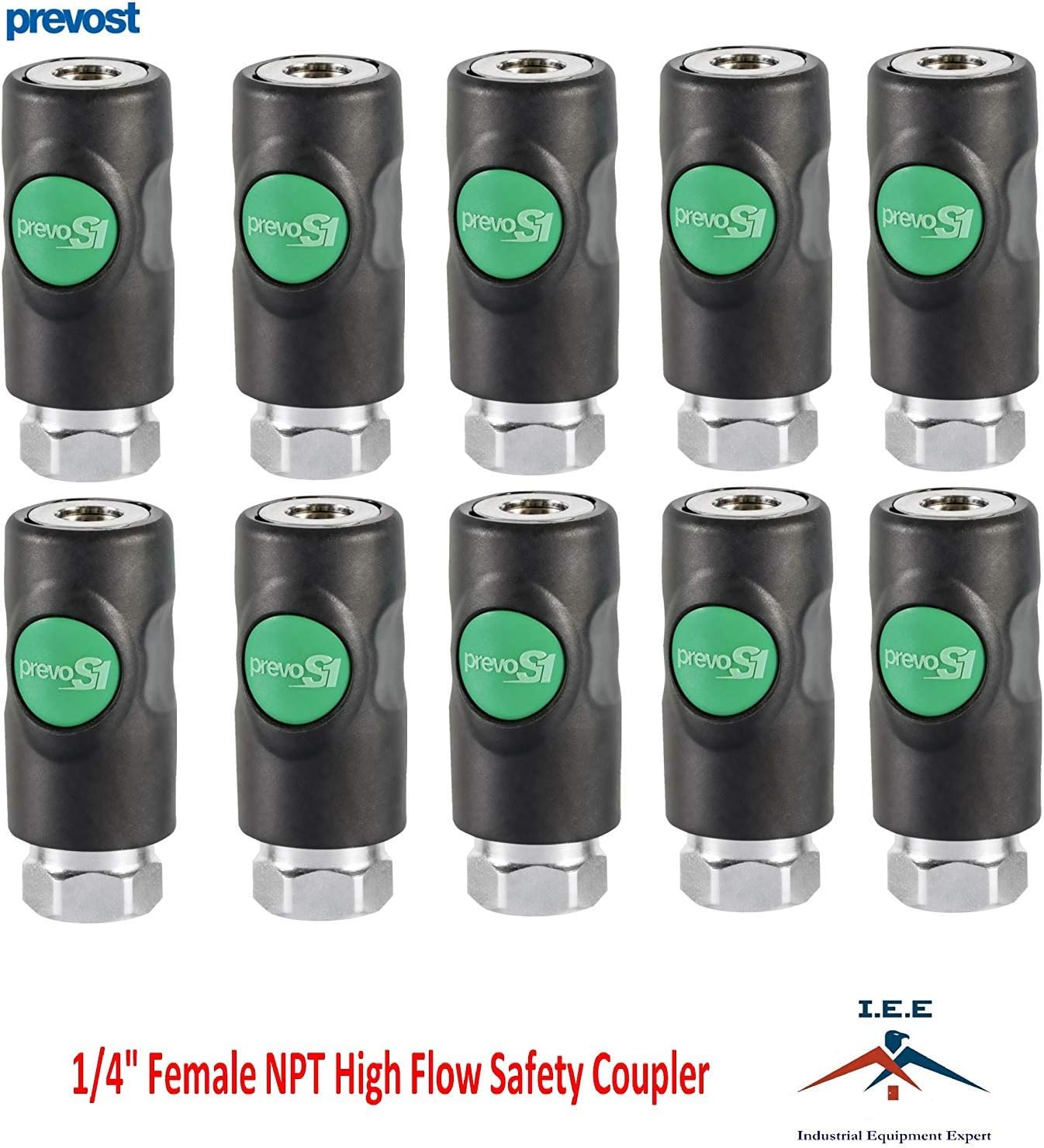 Prevost 1/4" Female NPT High Flow Safety Coupler ESI 071201 (10 ...