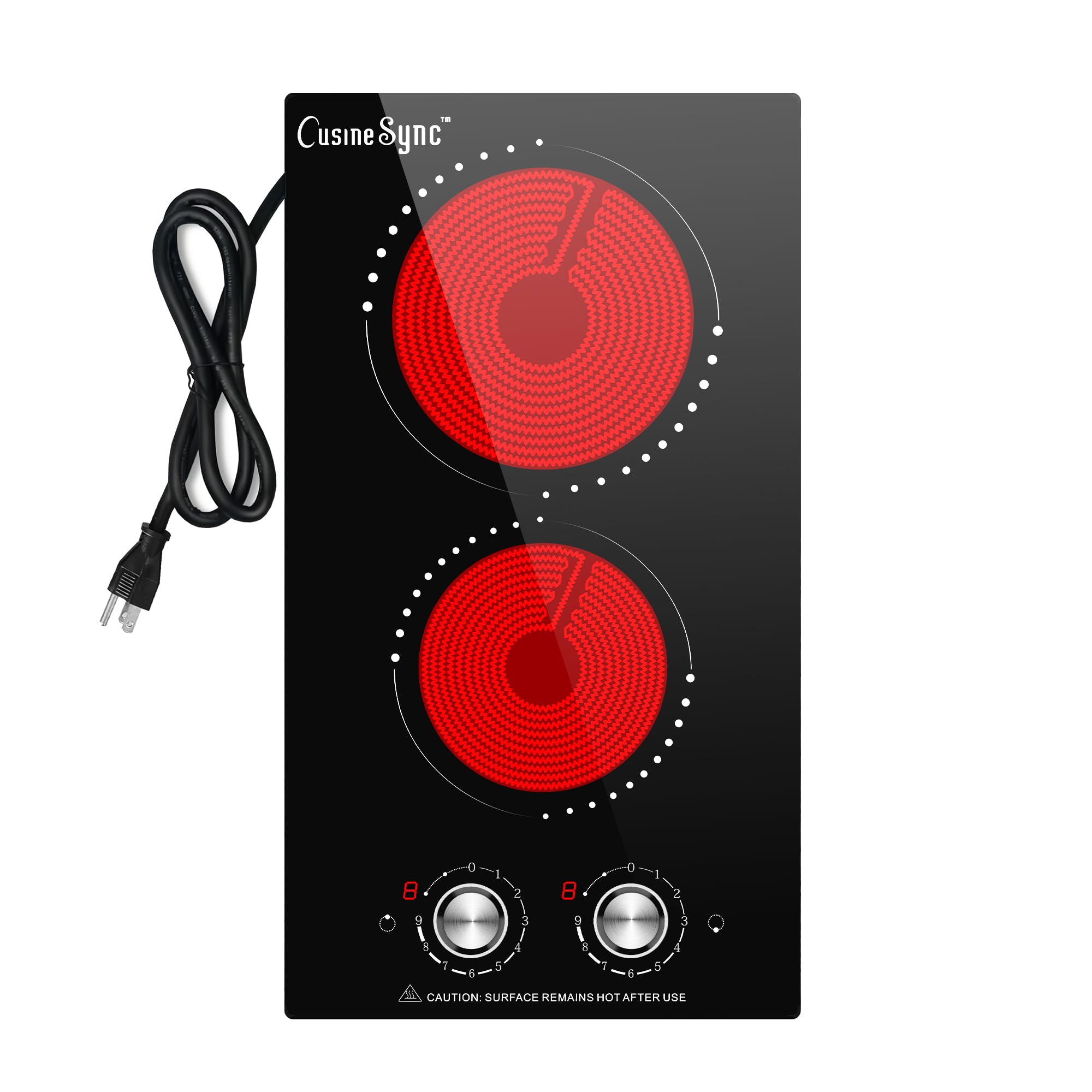 Cusinesync 12 Inch Electric Cooktop, 2 Burner Electric Stove Top with 9 ...