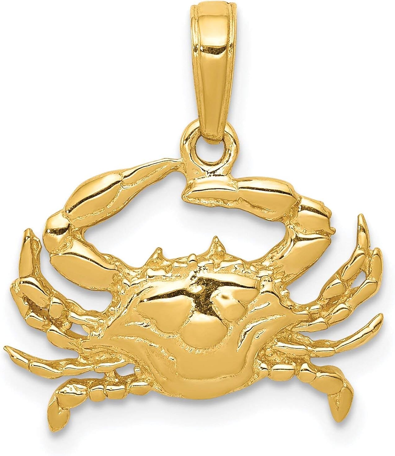 Amazon.com: 14K Yellow Gold Blue Crab Charm Ocean Pendant Jewelry ...