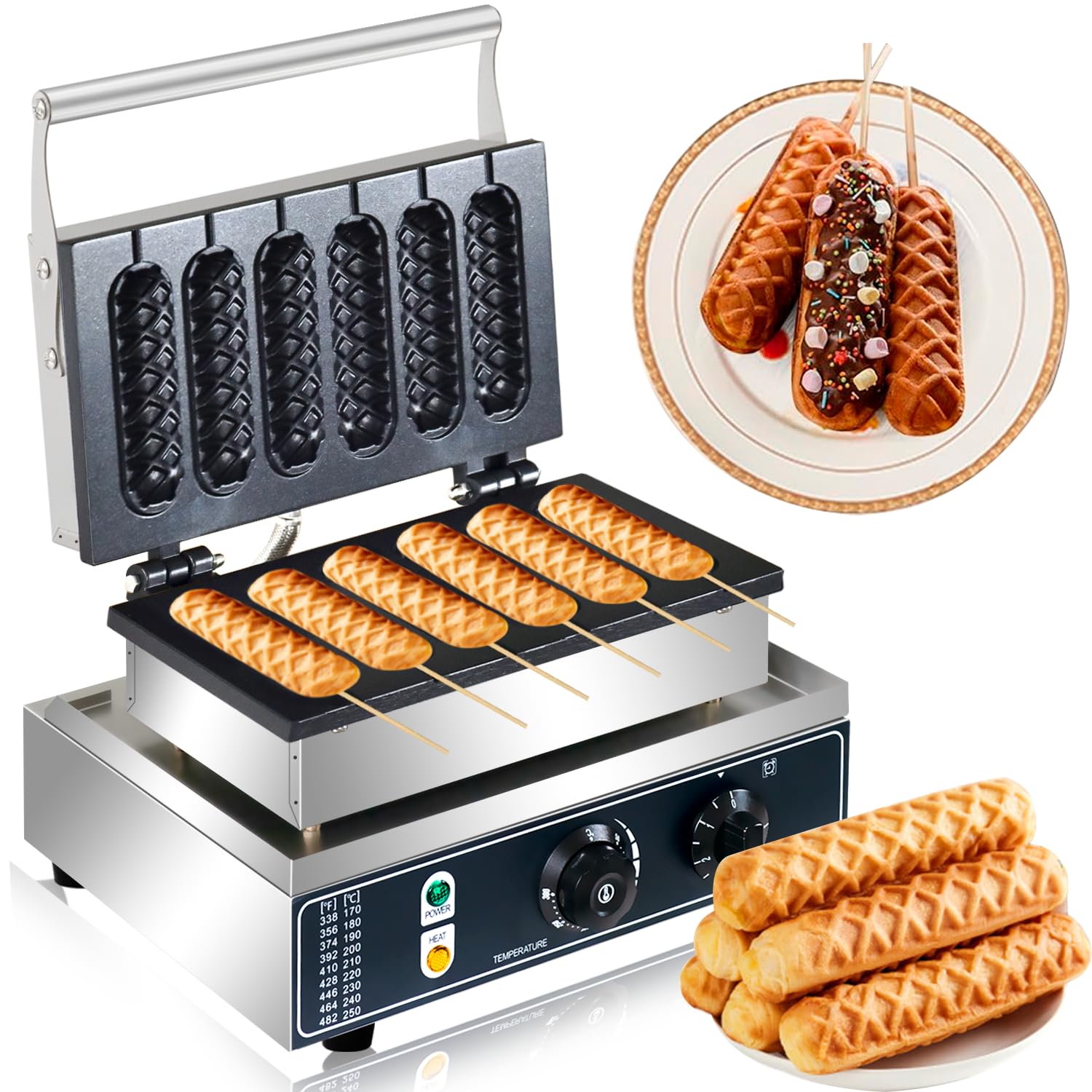 Mua Commercial Corn Dog Waffle Maker,1600W Lolly Stick Waffle Maker,6 ...