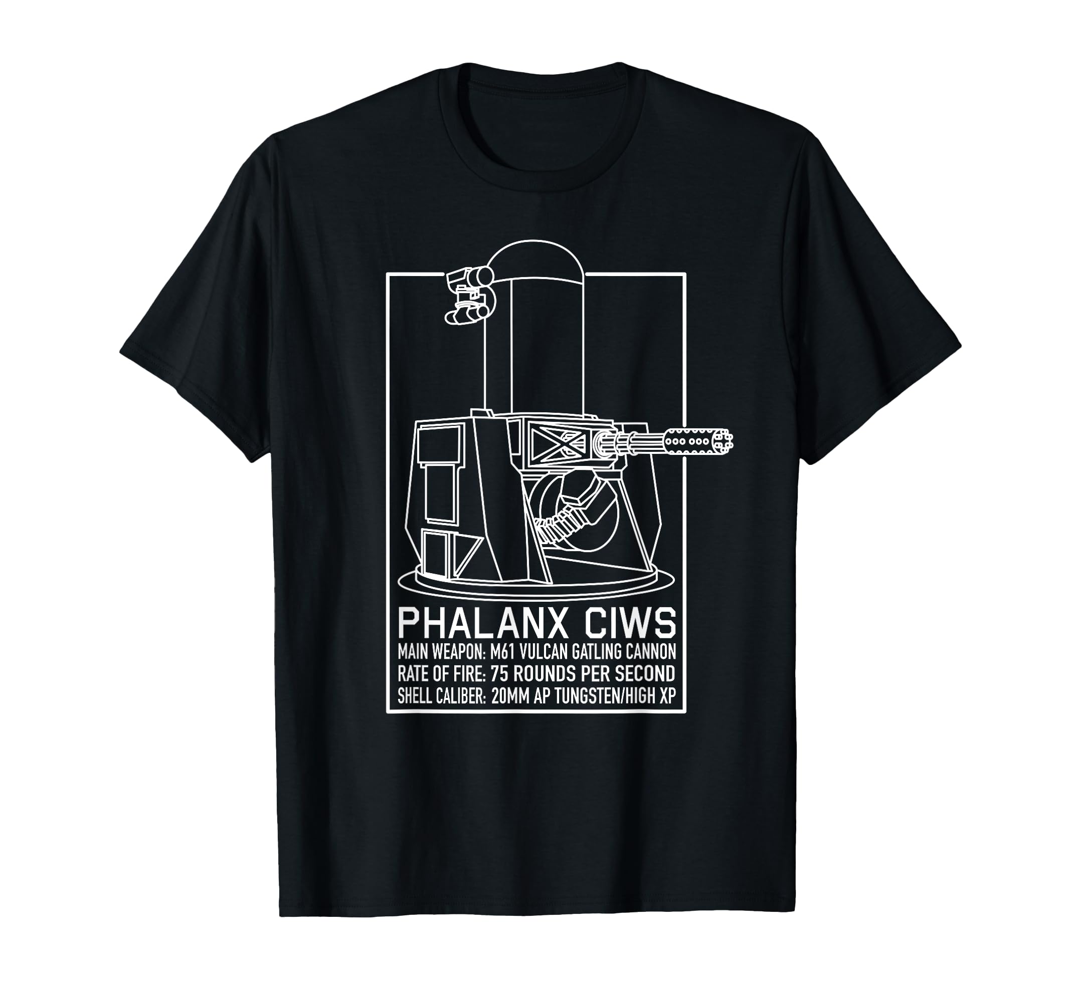Phalanx CIWS Close In Weapon System Blueprint Infographic T-Shirt S for ...