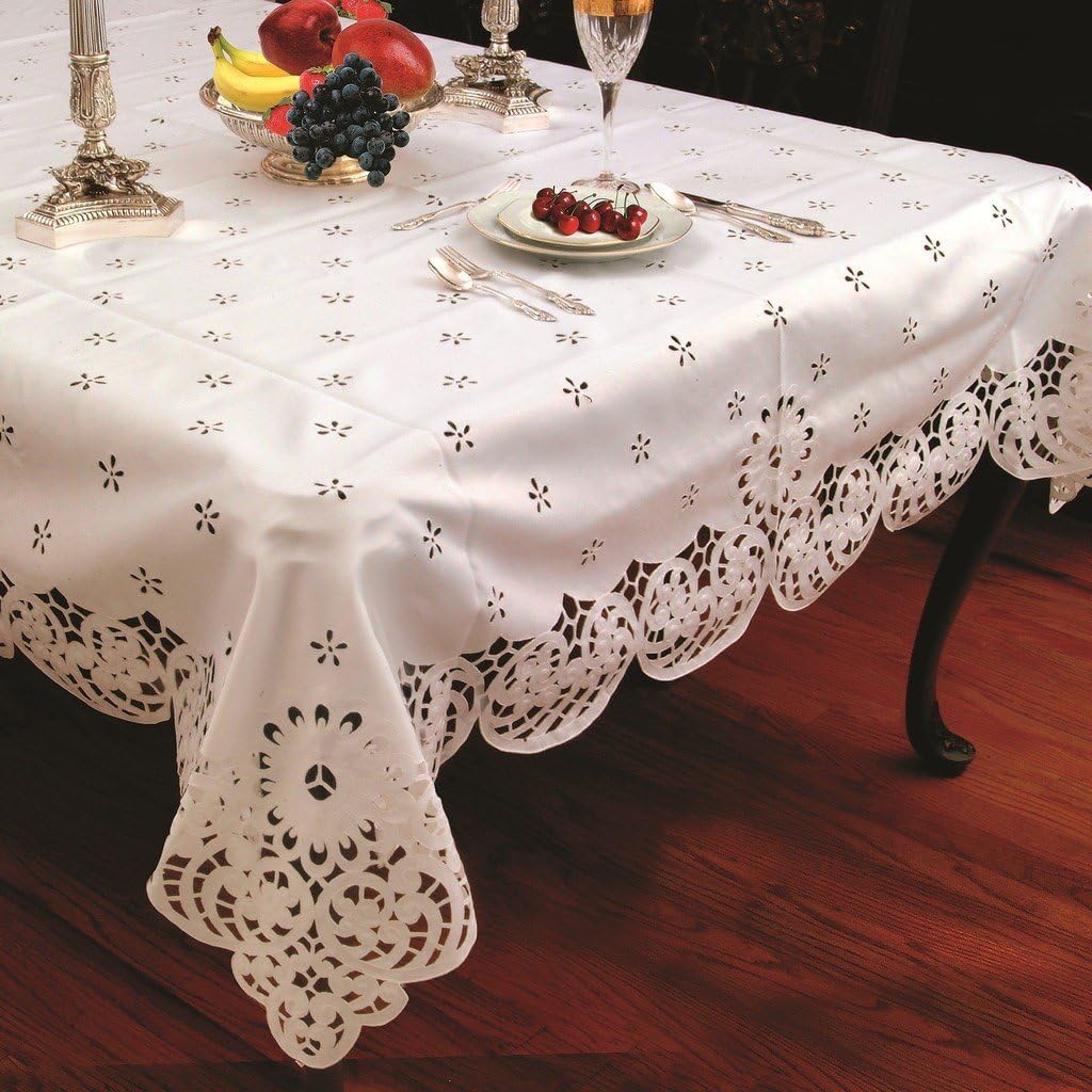 Amazon.com: Violet Linen Daisy WH-7 Oblong/Rectangle Tablecloth, 70" X ...