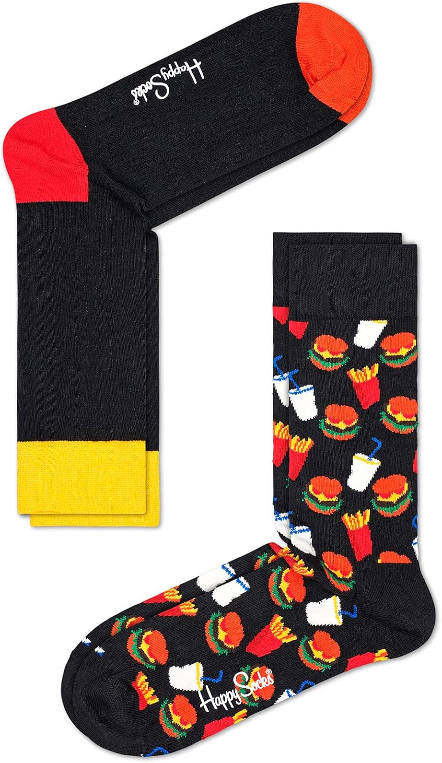 Happy Socks Men's Hamburger 2-Pack Socks, Black, 4-11 (Size:41-46 ...