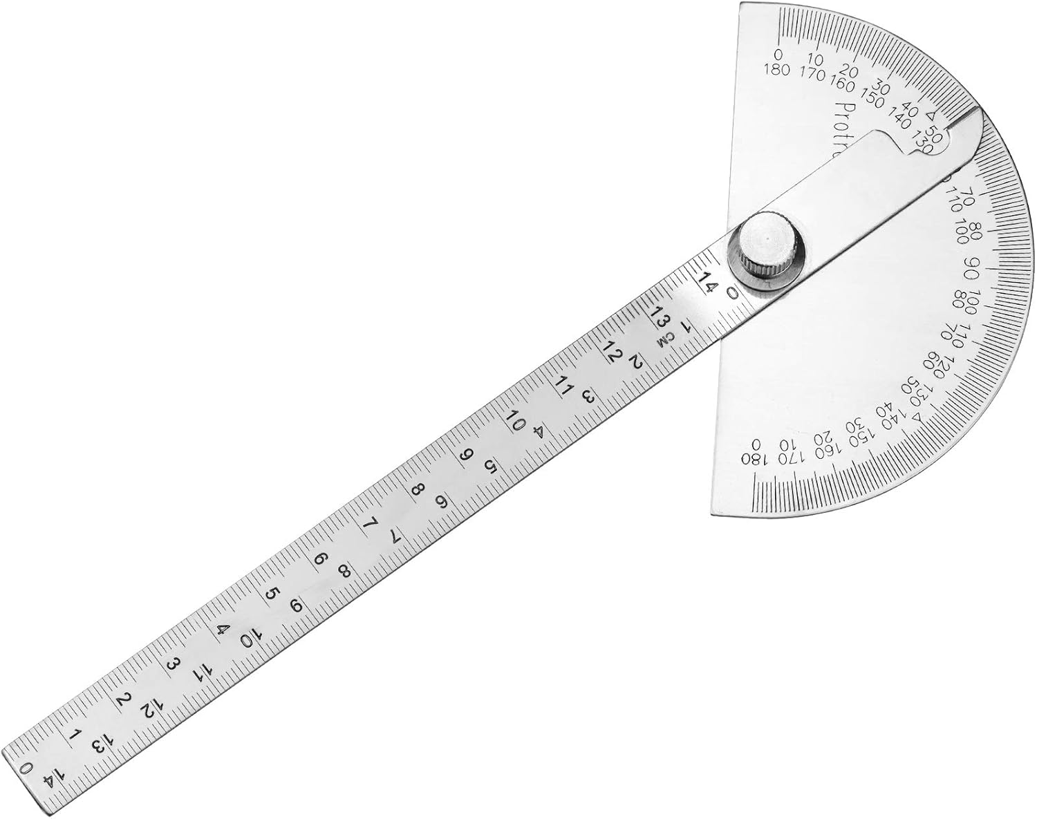 Stainless Steel Round Head Protractor Ruler 0-180°Detachable Rotary ...