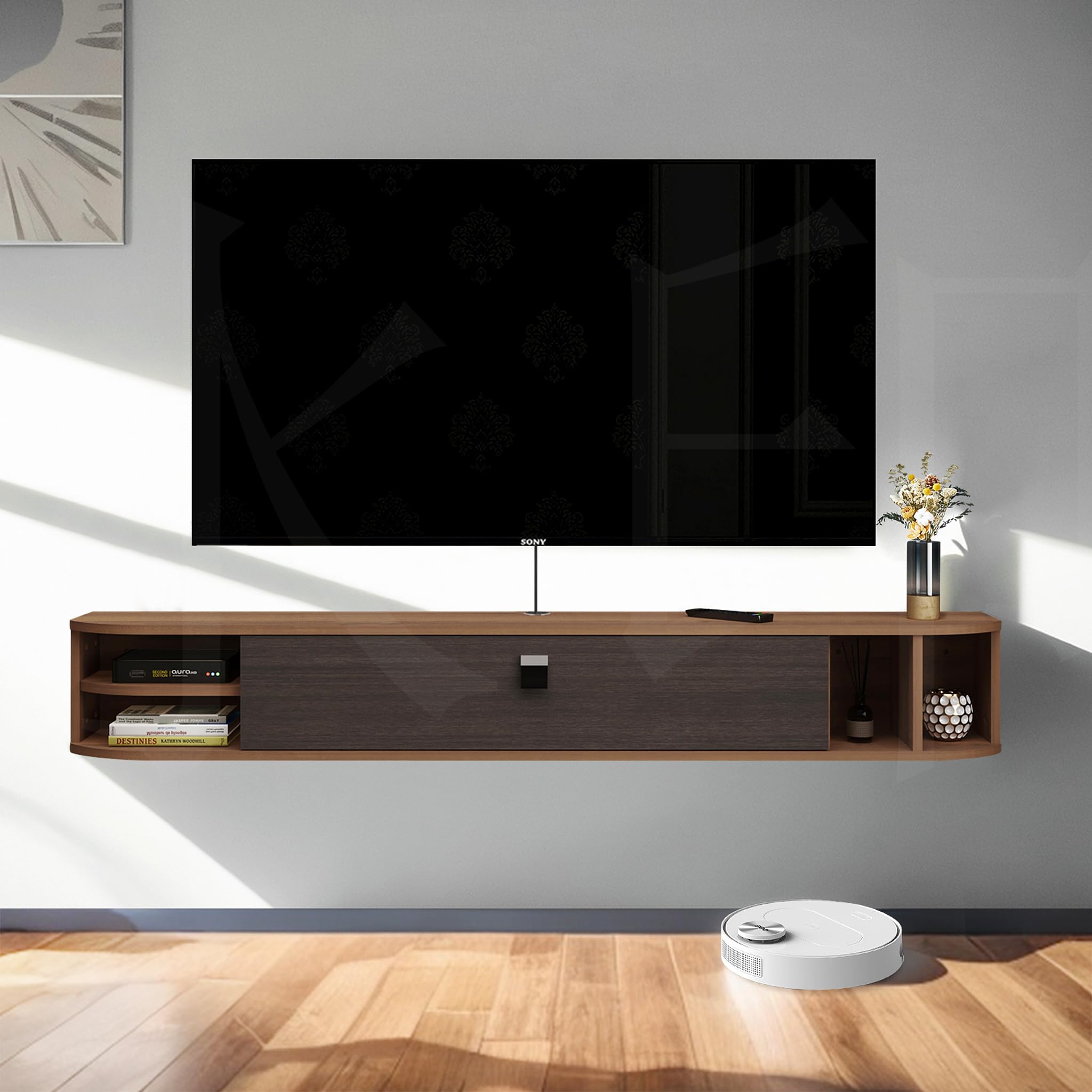 Pmnianhua Floating TV Stand,70'' Wall Mounted Under TV Shelf,Modern ...