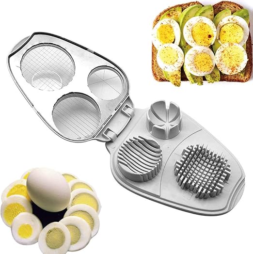 Egg Slicer Cutter, 3 in 1 Stainless Steel Manual Egg Slicers, Hard ...