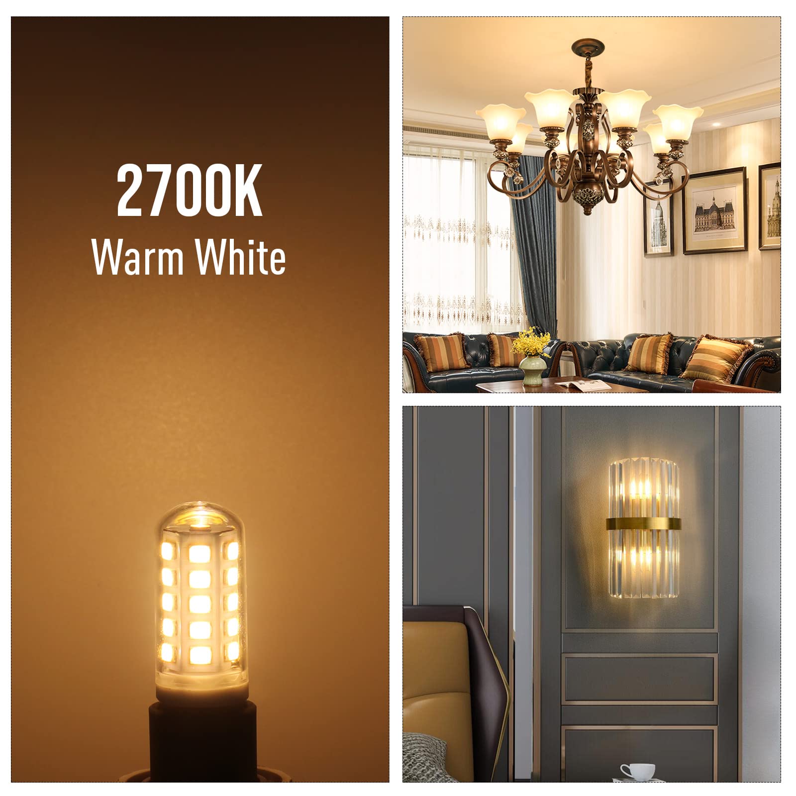 YUIIP G9 LED Light Bulbs 2700K Soft Warm White 4W (40W Halogen Equivalent), AC120V 400LM G9 Bi ...