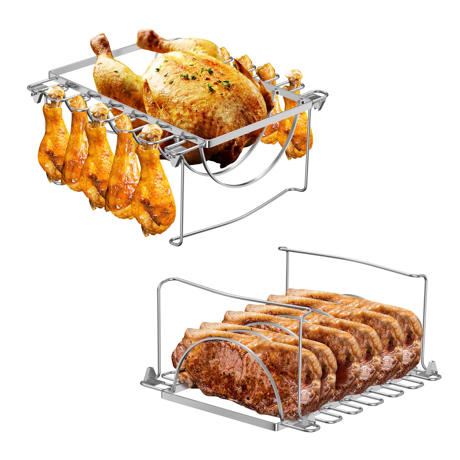 Mua BMMXBI Foldable 3-in-1 Chicken Leg Rib Rack for Grill, Oven, Holds ...