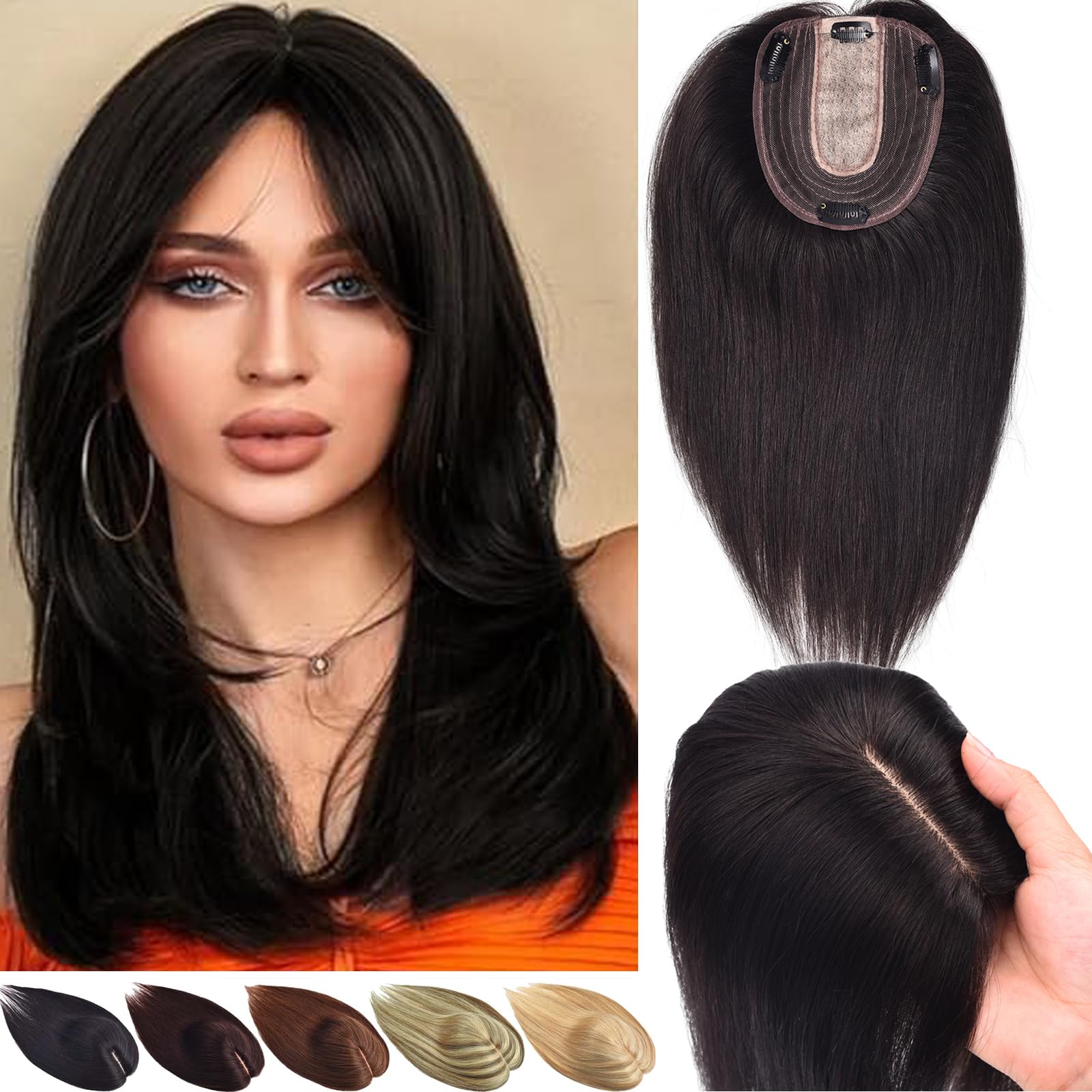 GYMSPT Hair Toppers for Women Real Human Hair Topper for Women with ...