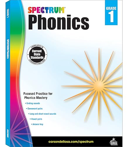 Spectrum 1st Grade Phonics Workbooks, Vowel, Consonant, and Ending ...