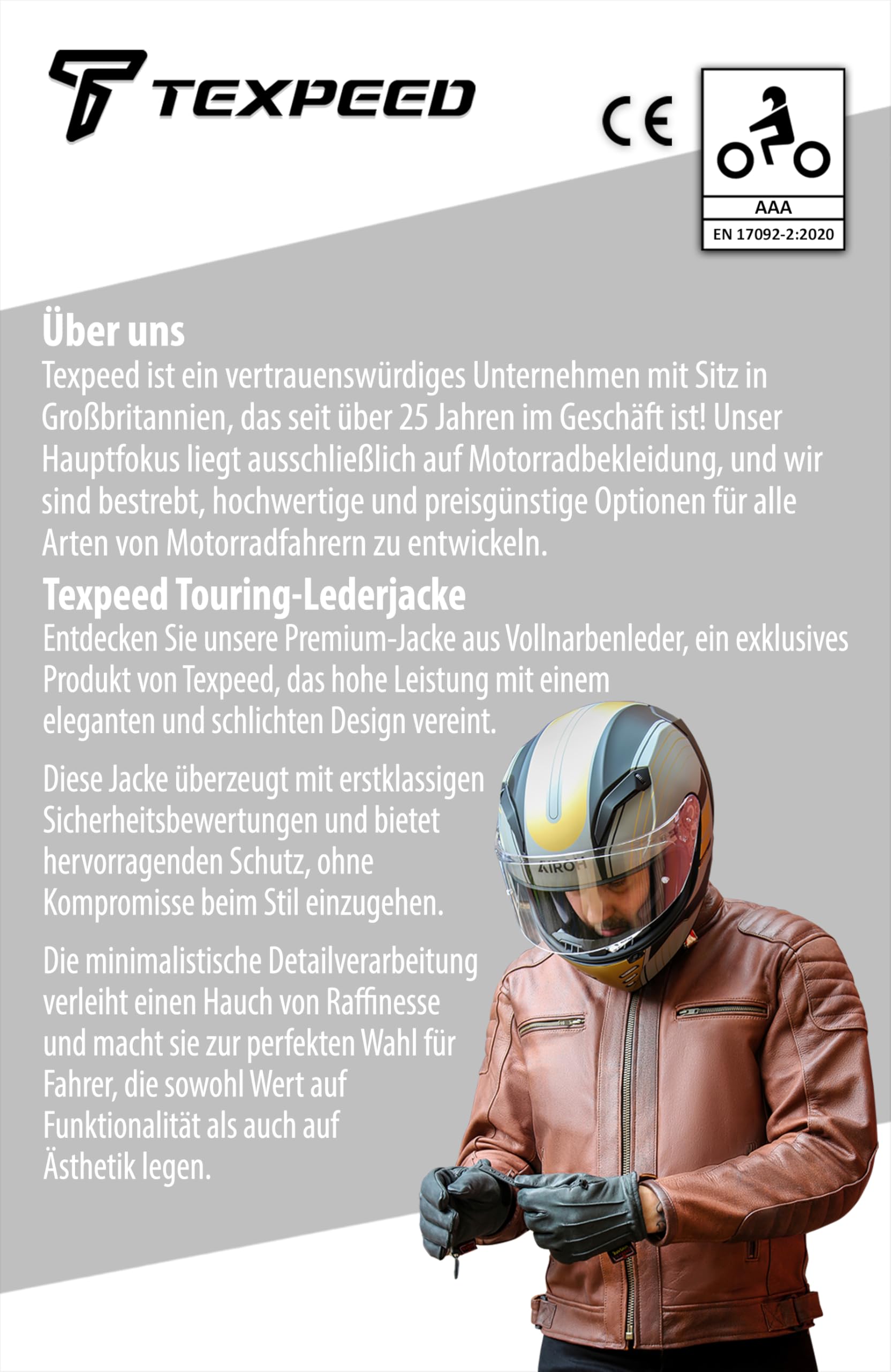 Mua Texpeed Motorrad lederjacke herren mit protektoren - Braun Winter ...