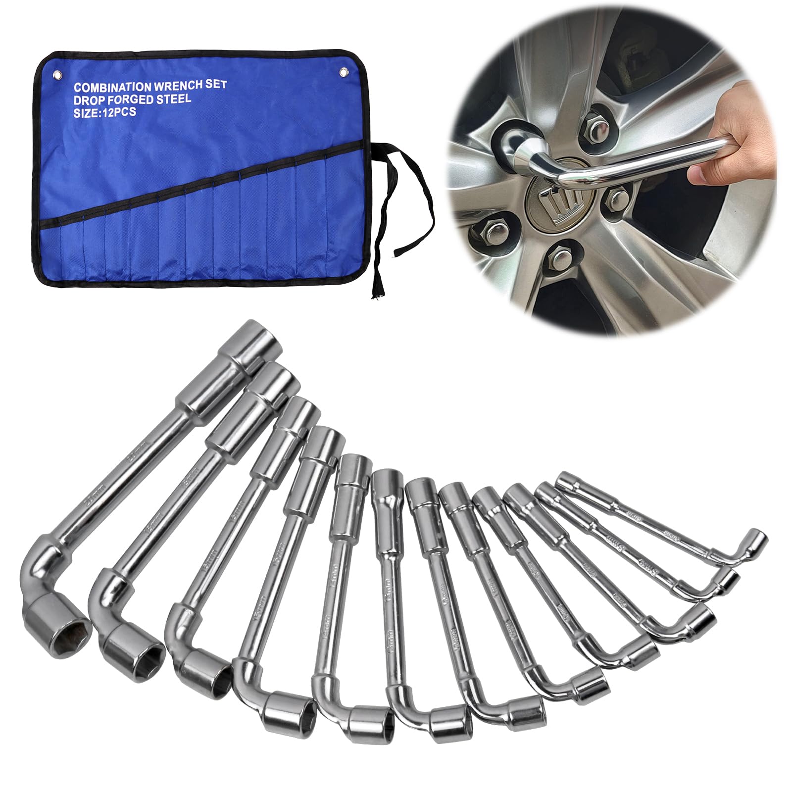CNQLIS 12 Pieces L-Type Pipe Pipe Elbow Wrench Set, L-Type Hex Socket ...