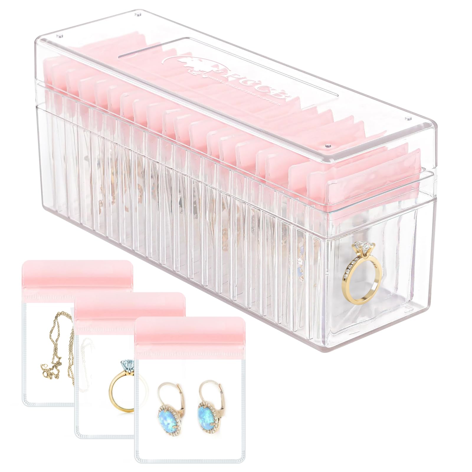 HOMEHIVE Acrylic Jewelry Organizer, Clear Jewelry Organizer Box with 20 ...