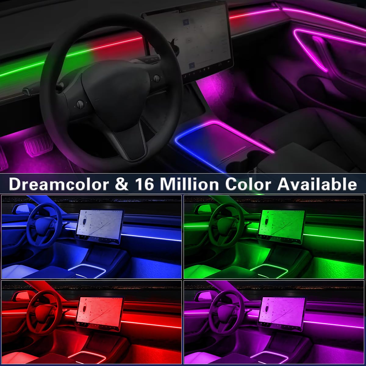 Mua Acrylic Car LED Interior Strip Lights, 6 in 1 Dreamcolor Ambient ...