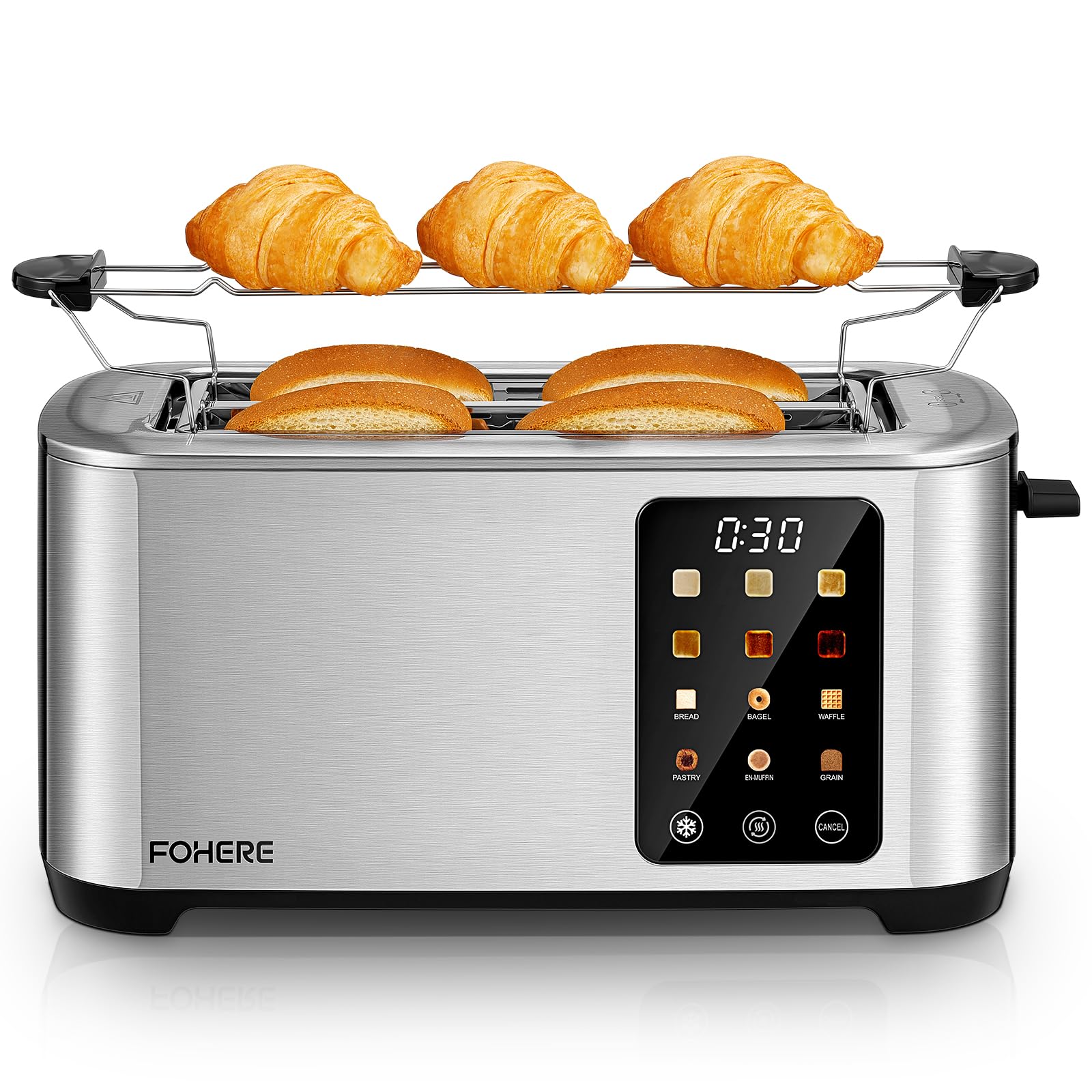 4 Slice Toaster Touch Screen Control, Long Extra Wide Slots Smart Bread ...