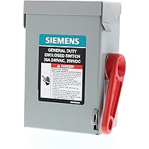 3 Pole 240V Fusible Indoor Disconnect Switch Siemens 3-Pole 60A 240V ...