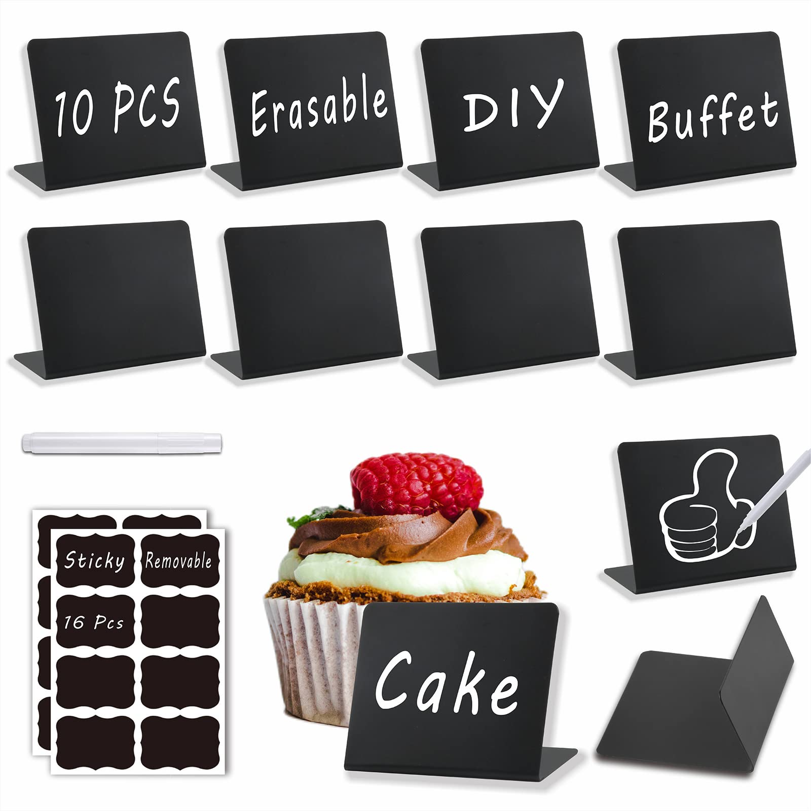 Mua 27-Piece Set of Mini Chalkboard Signs for Food: 10 Erasable Chalk ...