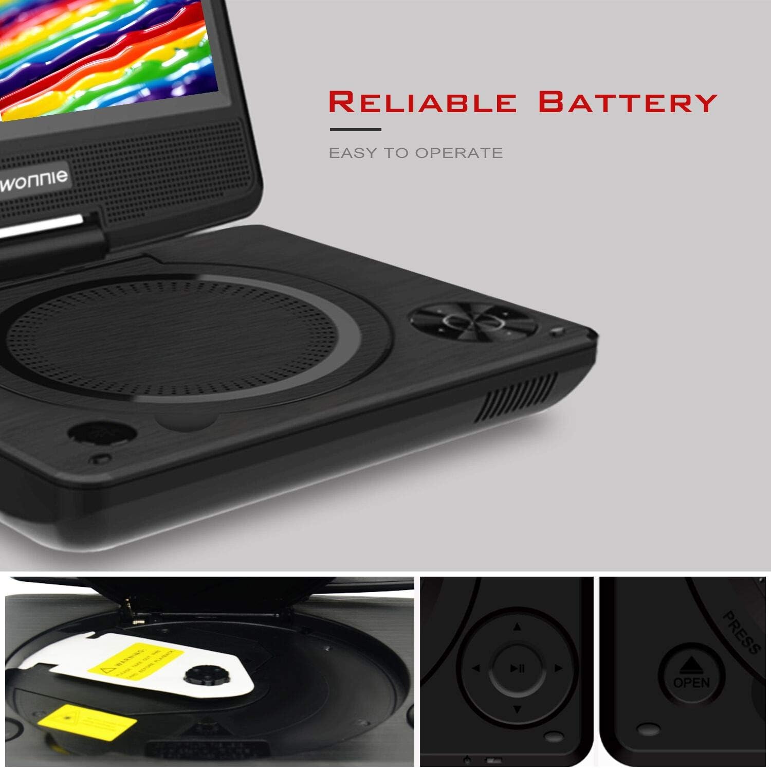 WONNIE Portable DVD player, 7.5” DVDs Player for Kids and Car, Swivel ...