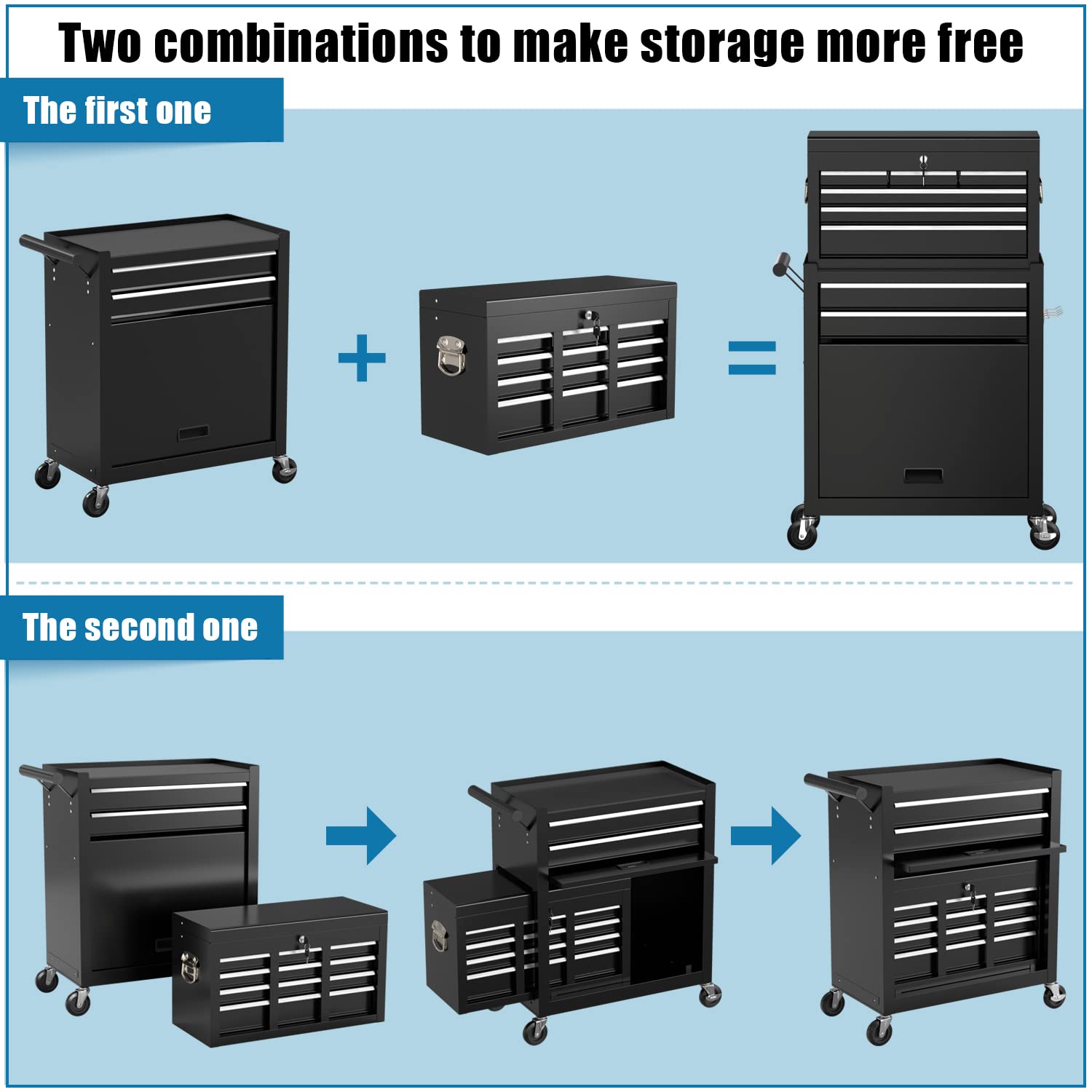 8-Drawers Rolling Tool Box With Wheels,Tool Chest With Drawers,High Capacity Portable Toolbox ...