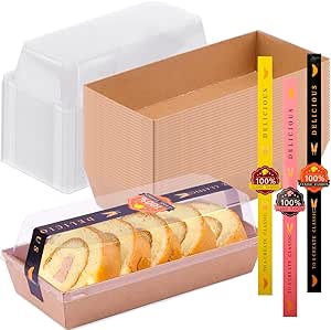 Amazon.com: 50 Sets Roll Cake Box, Swiss Roll Plastic Containers ...