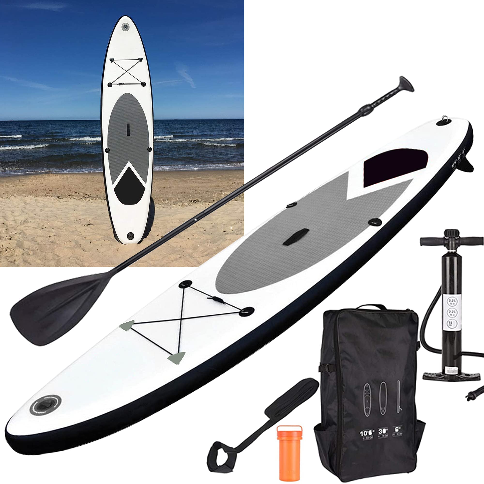 3.2m Stand Up Paddle SUP Board Set Inc Paddle HIKS Battleship Grey 10 ...