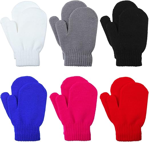 Cooraby 6 Pairs Toddler Magic Stretch Mittens Winter Unisex Baby ...